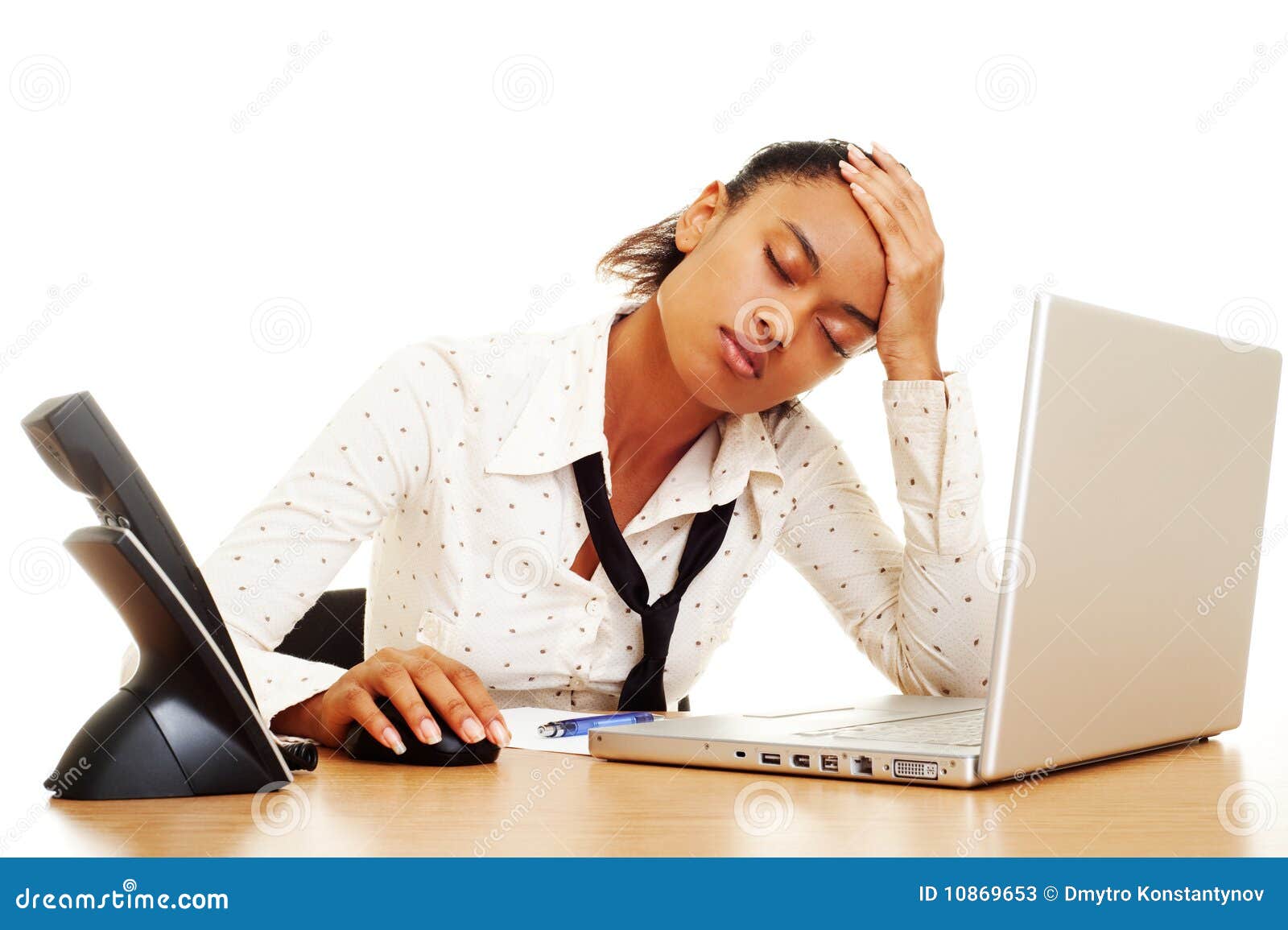 Fatigued businesswoman stock image. Image of secretary - 10869653