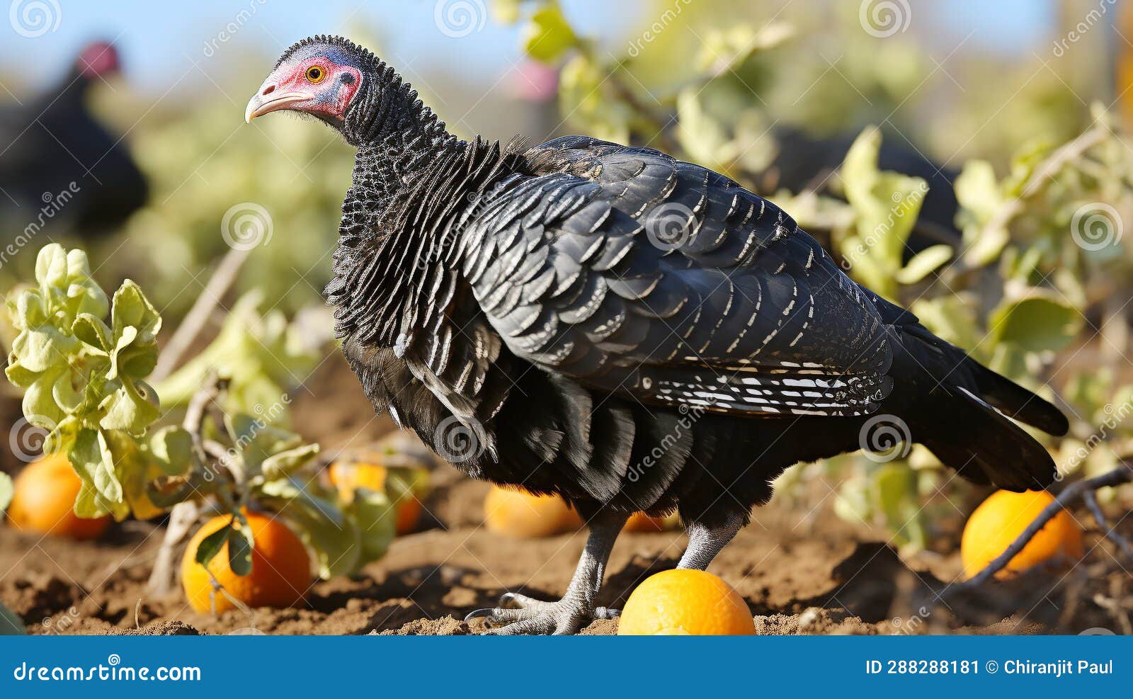Fattened Black Turkey in a Farm Garden Stock Image - Image of tail ...