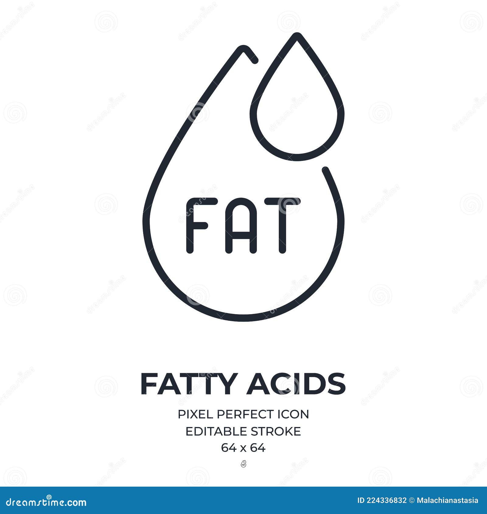 Fatty Acids Editable Stroke Outline Icon Isolated on White Background ...