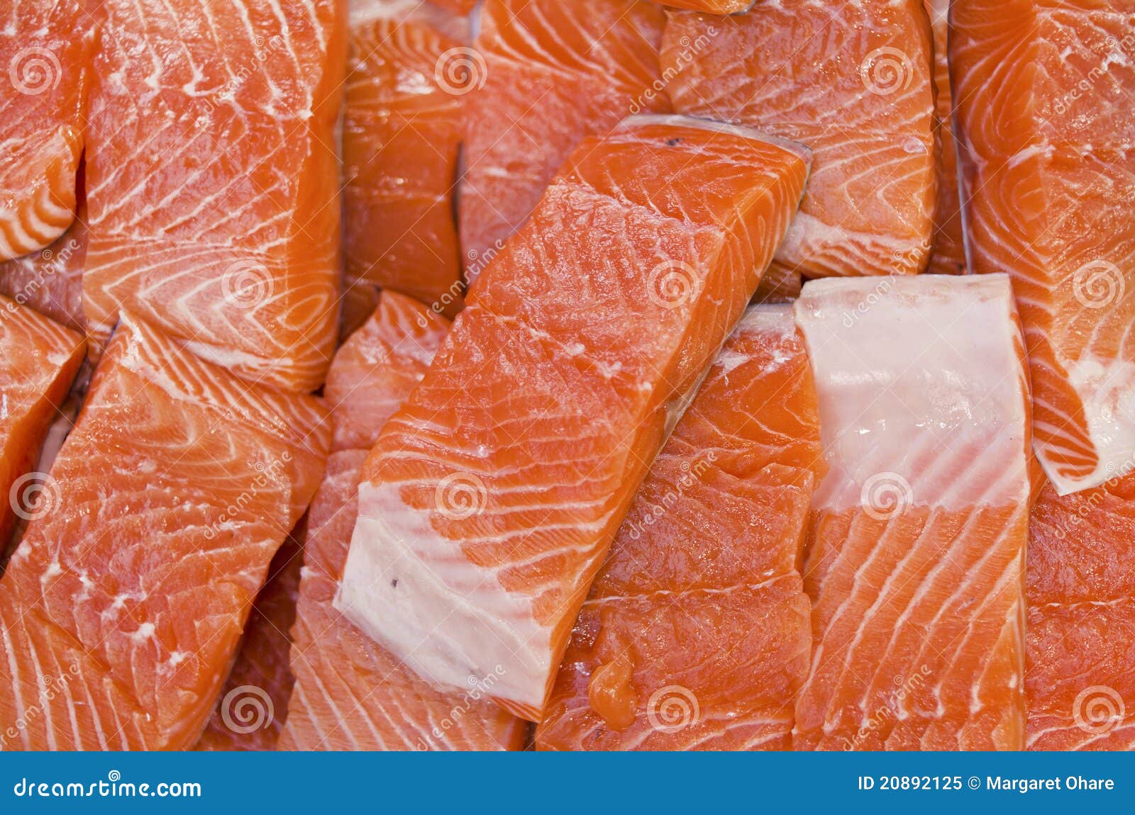 Fatty Salmon Fillets Fresh at Market Stock Image - Image of fish, steak ...