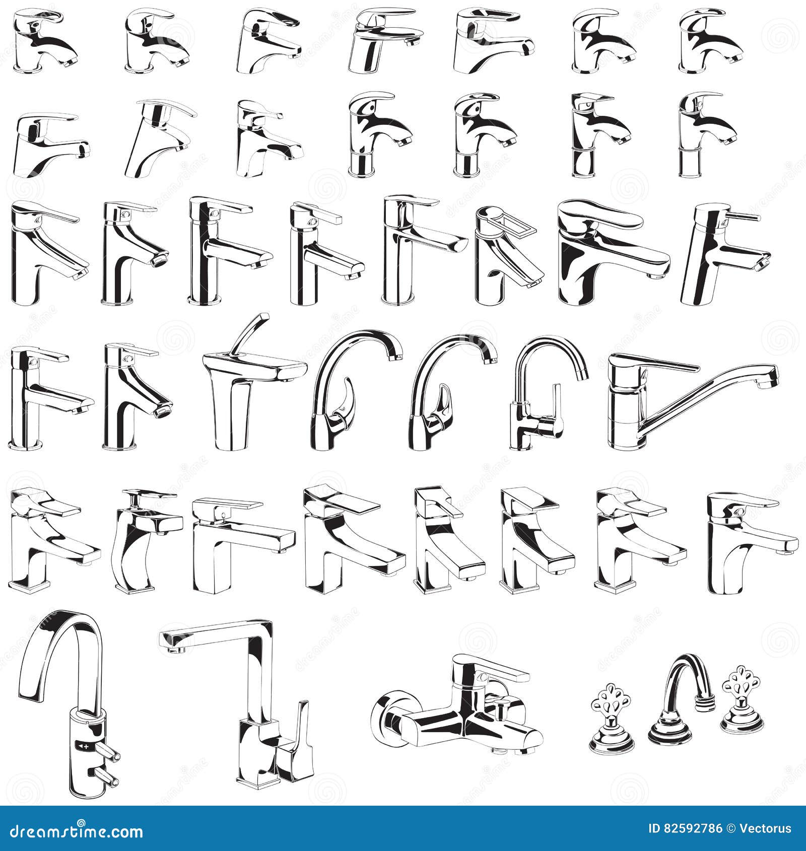Faucet Collection Vector stock vector. Illustration of graphic - 82592786