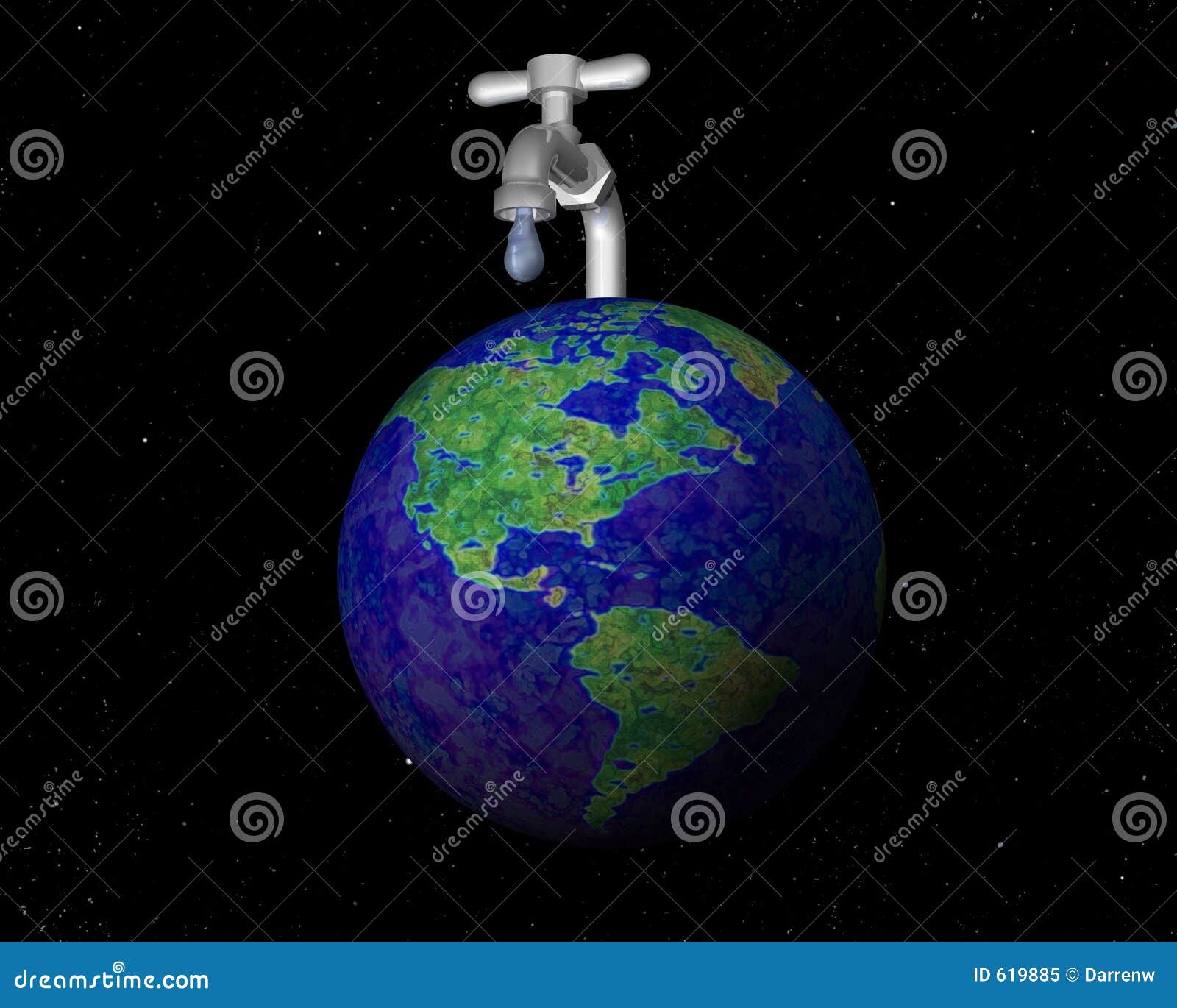 Faucet on the earth stock illustration. Illustration of darrenw - 619885