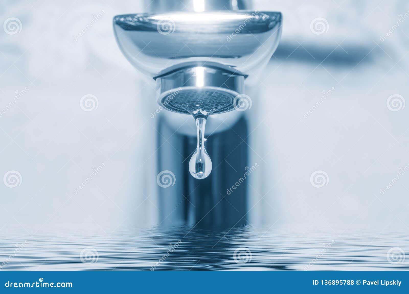 Faucet with Falling Water Drop Stock Photo - Image of background, drop ...