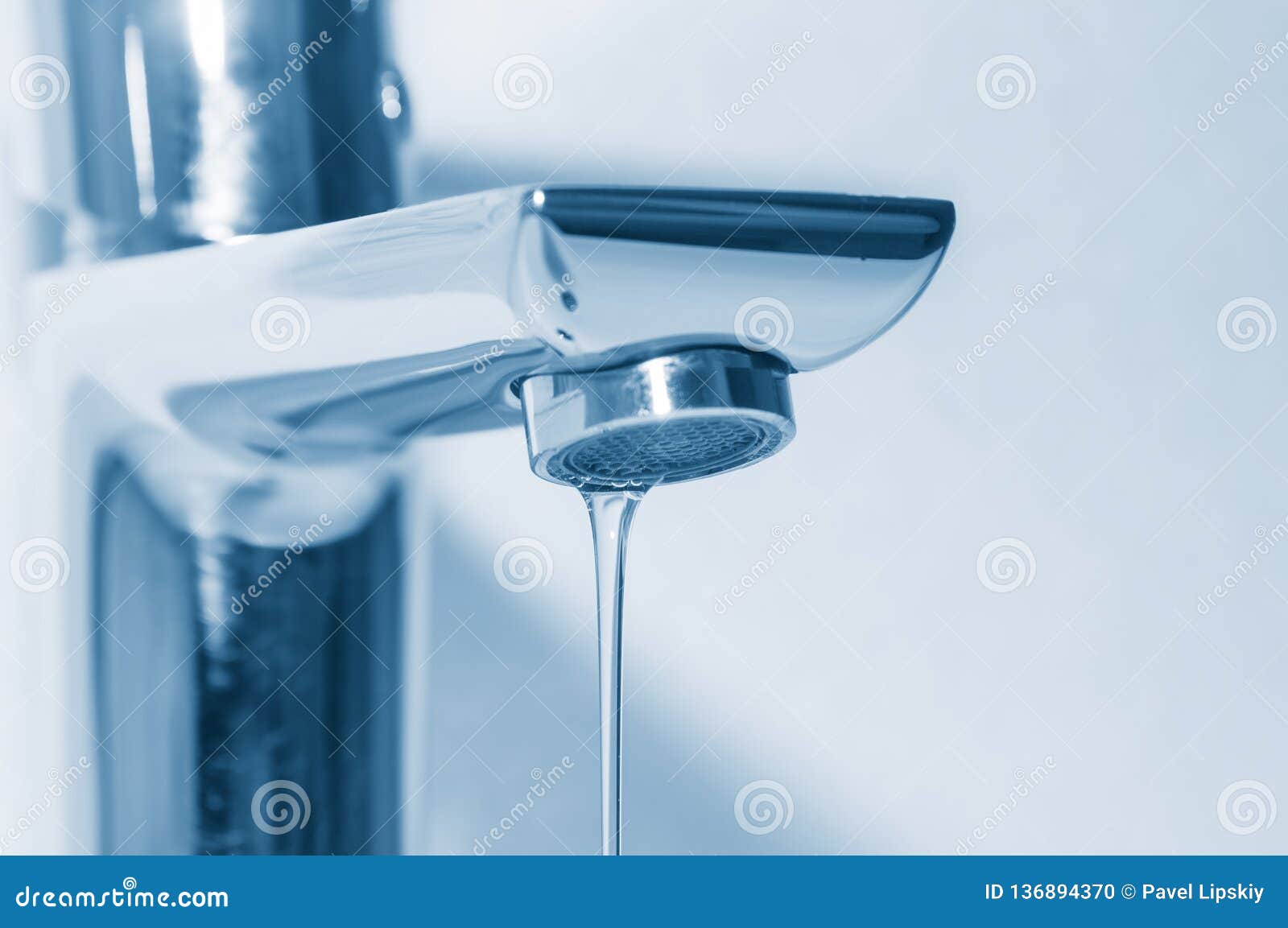 Faucet with Flowing Water Close Up Stock Photo - Image of close, chrome ...
