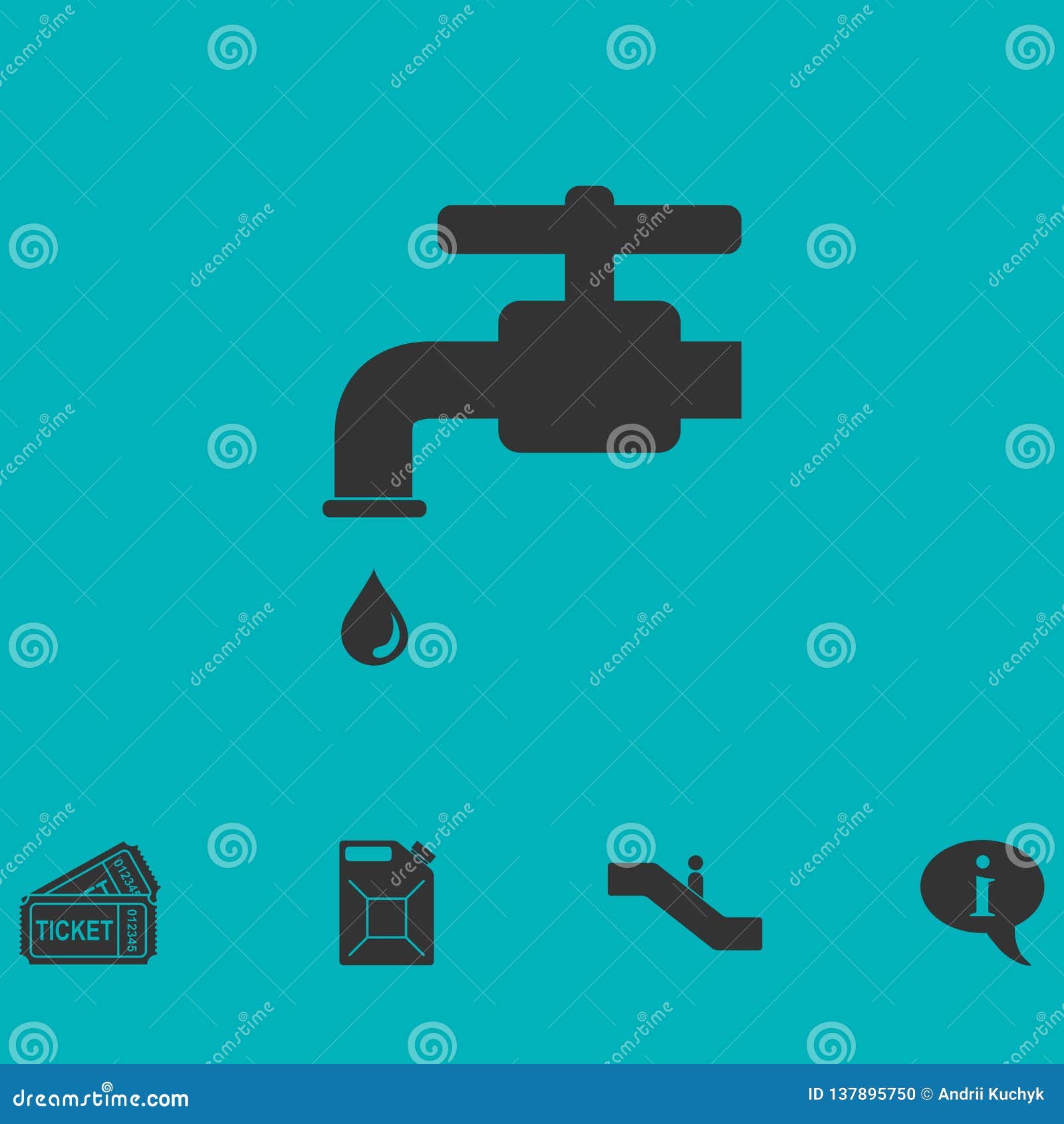 Faucet icon flat stock vector. Illustration of environment - 137895750