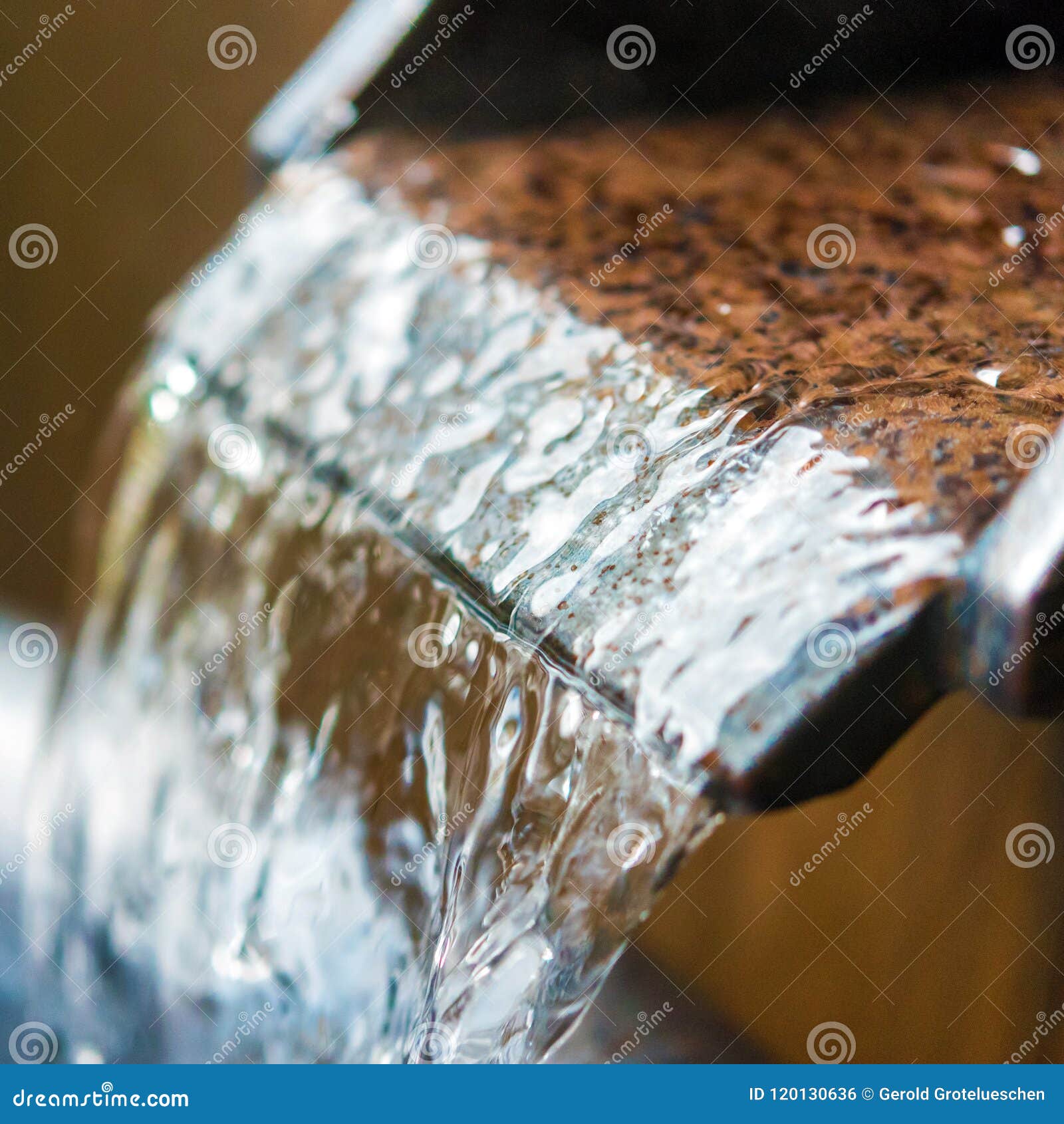 Faucet in Japanese Style, Water Flows, Hanoke, Japan. Macro. Stock ...