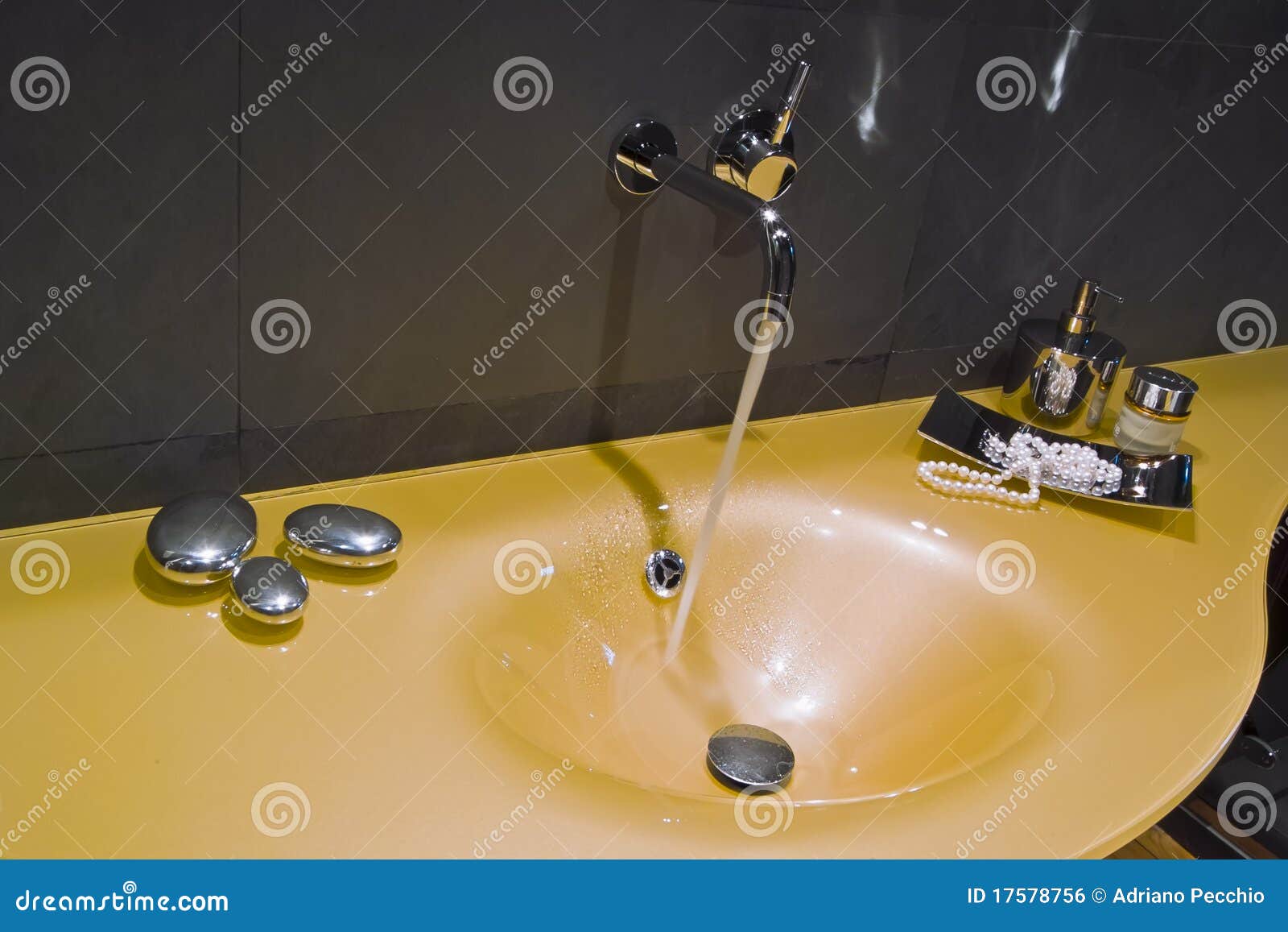 Faucet Opened in the Bathroom Stock Photo - Image of faucet, chrome ...