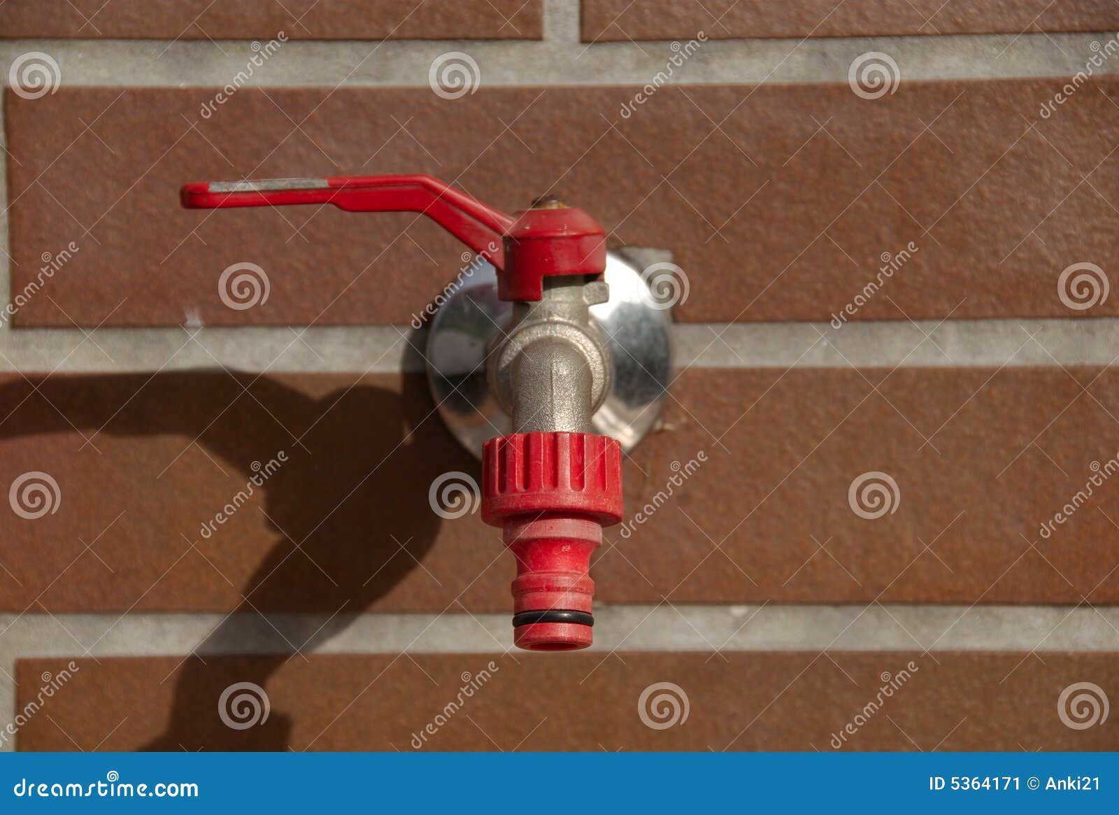Faucet with red tap stock image. Image of flowing, garden - 5364171