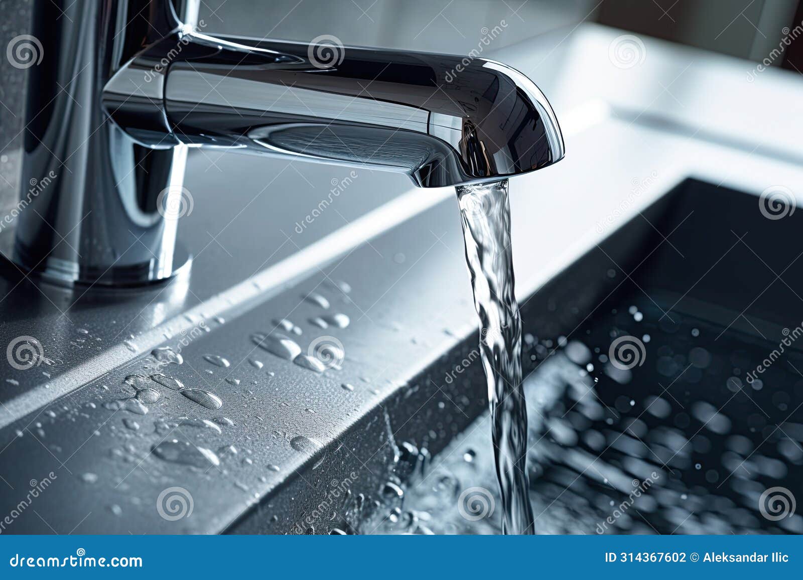 Faucet with Running Water. Ai Generative Stock Photo - Image of pouring ...