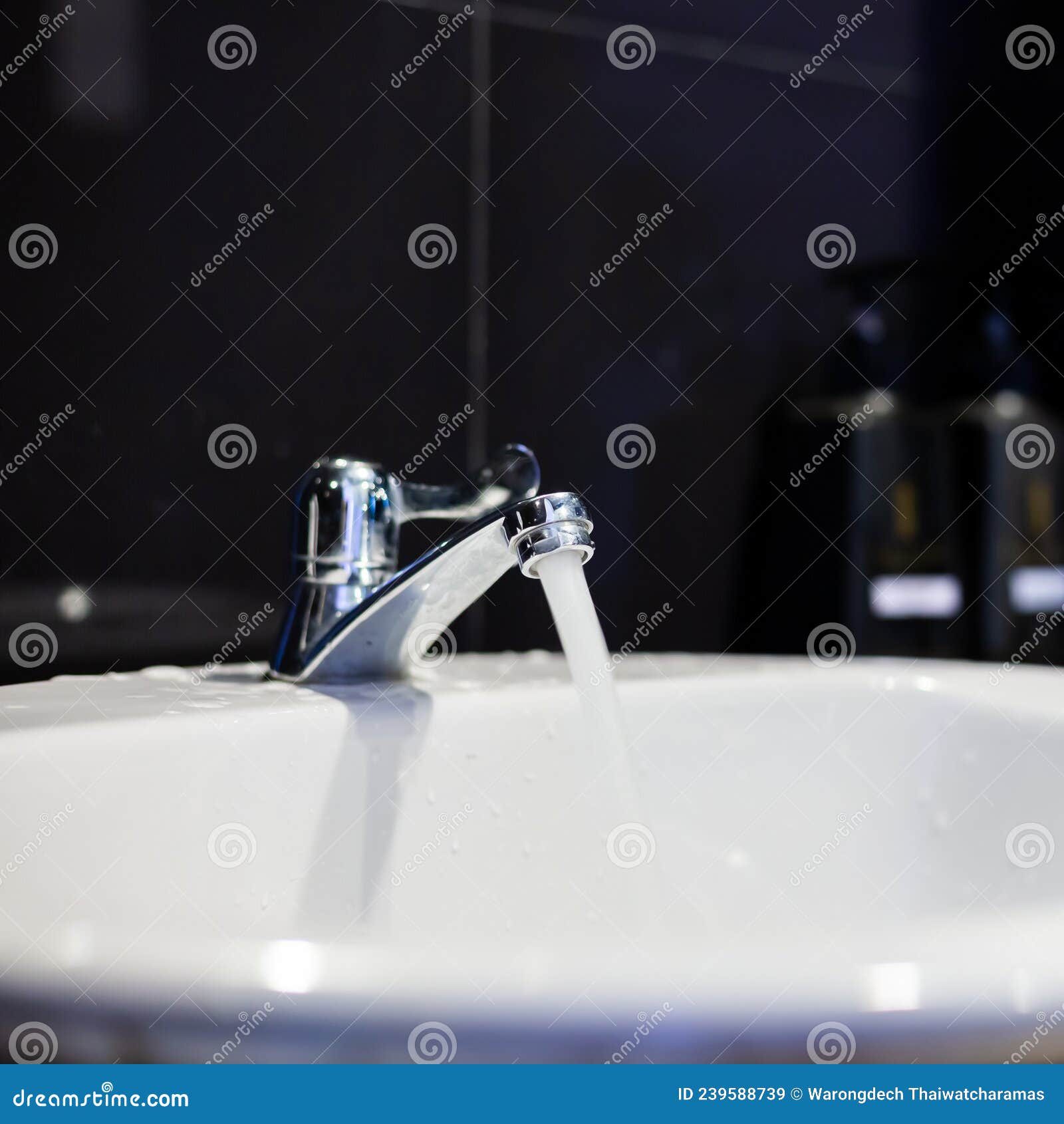 Faucet with Running Water in Bathroom Stock Image - Image of oral ...