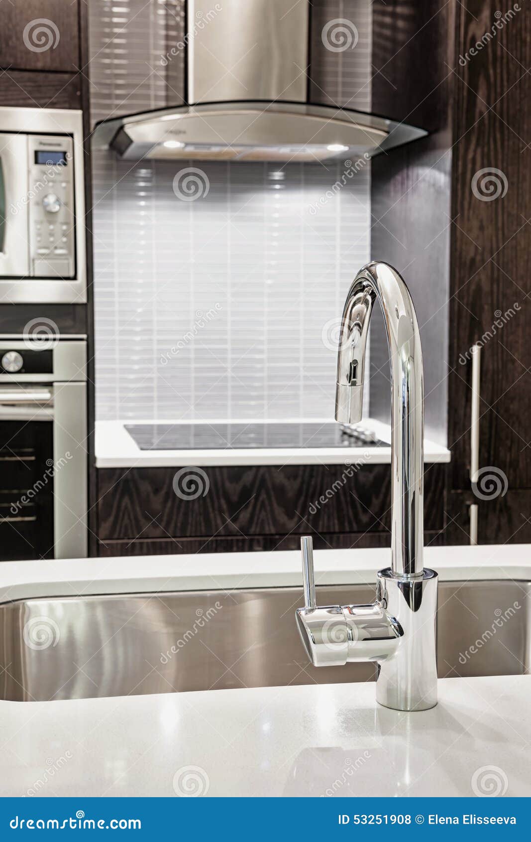 Faucet and Sink in Modern Kitchen Stock Photo - Image of home ...