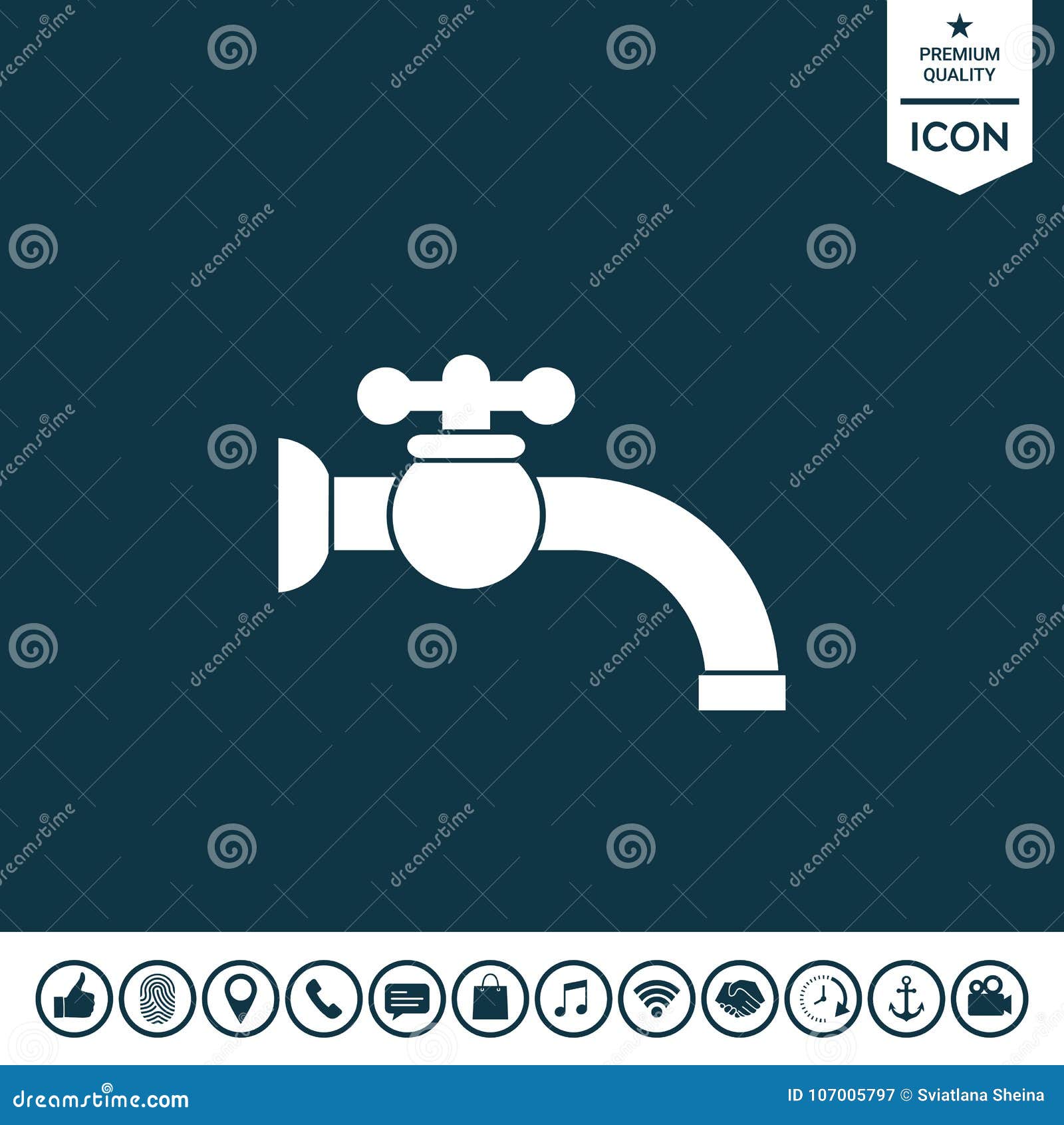 Faucet symbol icon stock vector. Illustration of sign - 107005797