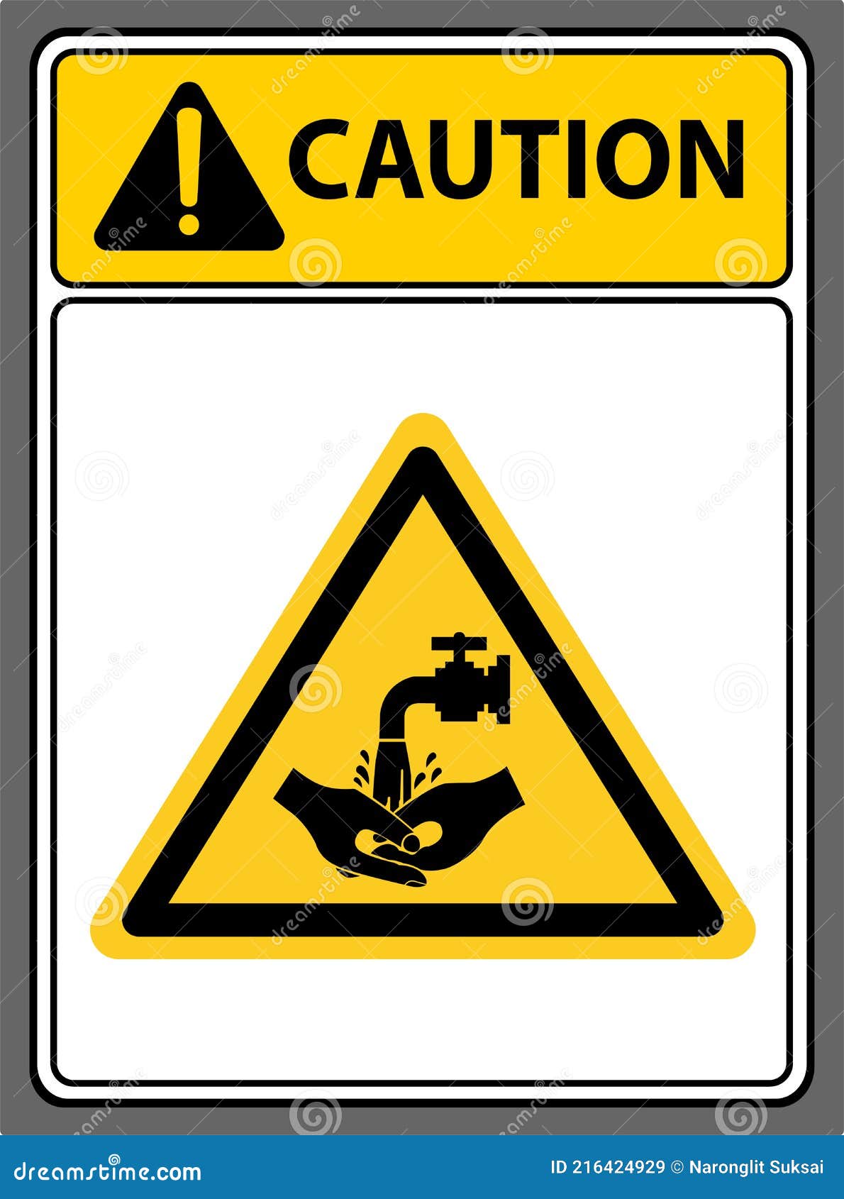 The Faucet Washes Hands From Dirt.,Safety Sign Vector Illustration ...