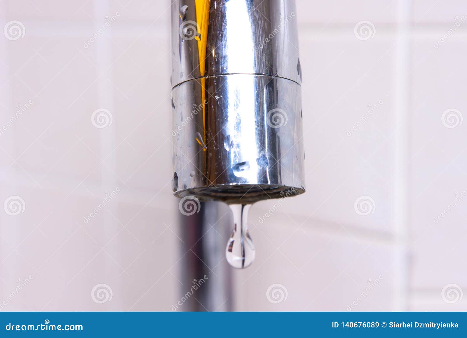 Faucet with water drop stock image. Image of metal, sink - 140676089
