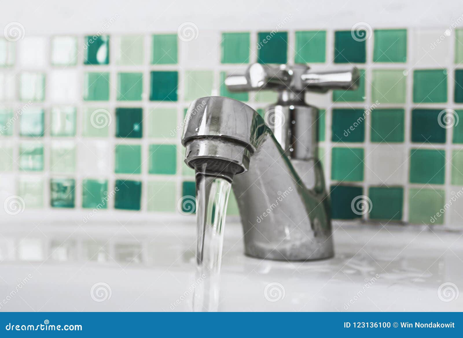 Faucet and water flow stock photo. Image of hygiene - 123136100