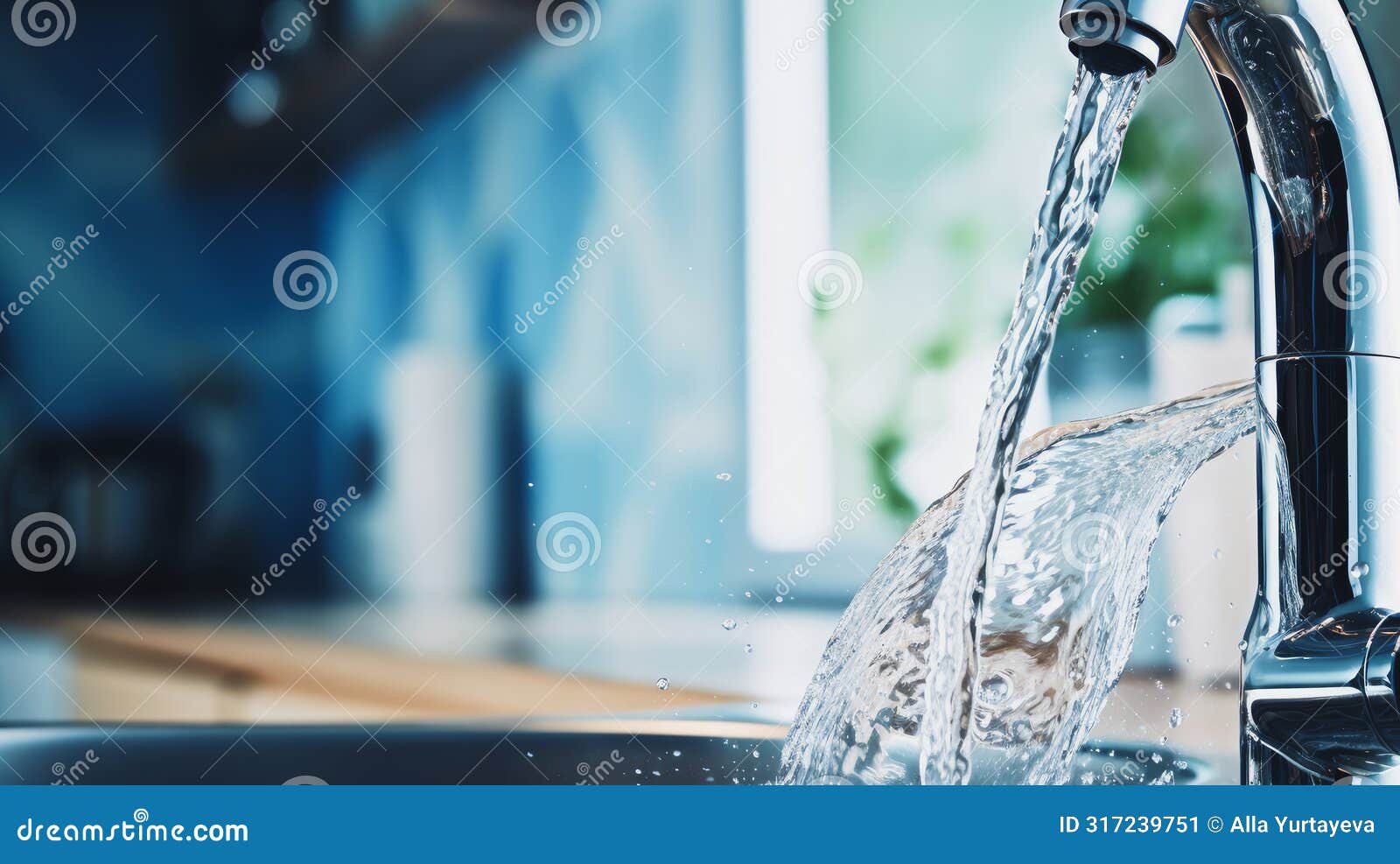 A Faucet from Which Water Flows in the Kitchen. Stock Illustration ...