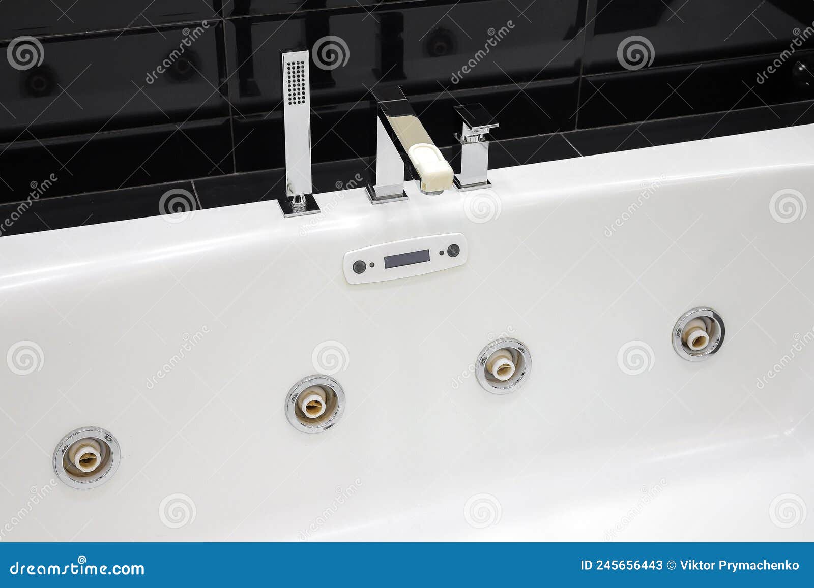 Faucet and Jacuzzi Tub in Modern Bathroom Stock Image - Image of relax ...