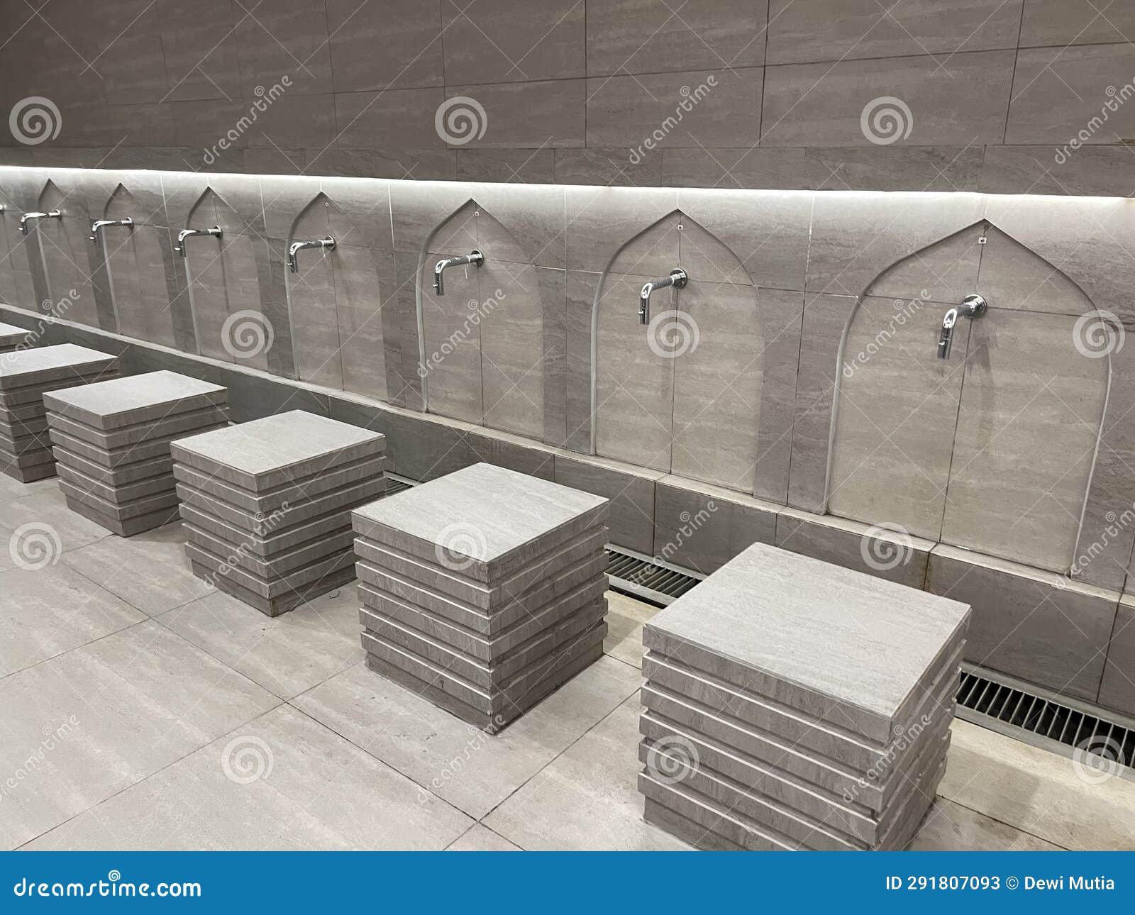 Faucets and Seats for Ablution Stock Image - Image of flow, design ...