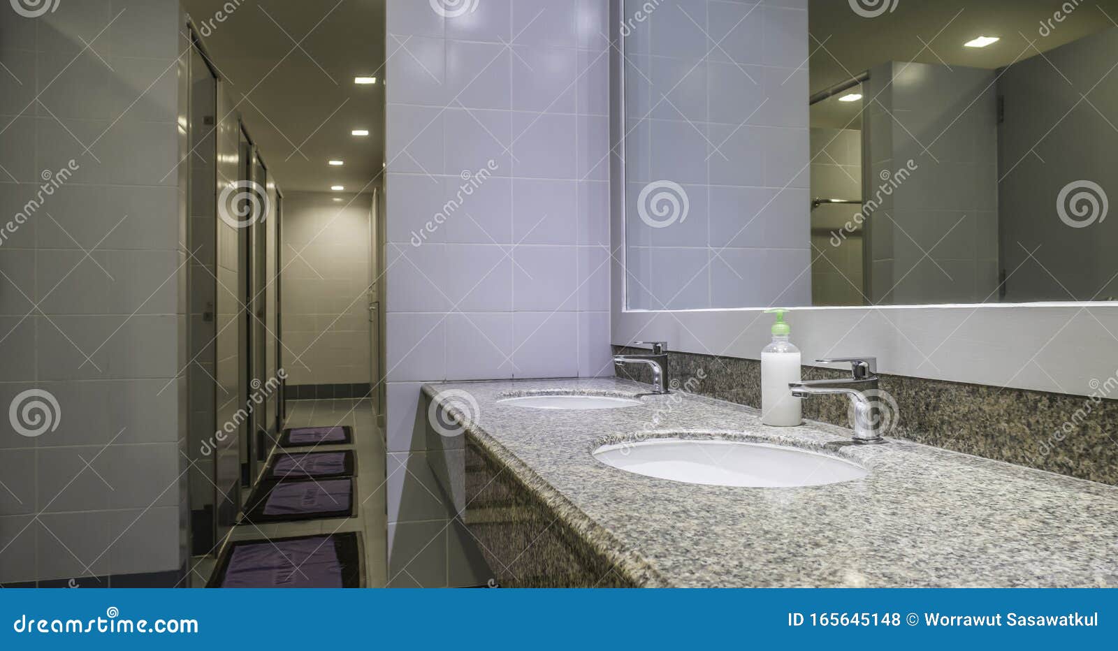 Modern restroom stock photo. Image of locker, mirror - 165645148