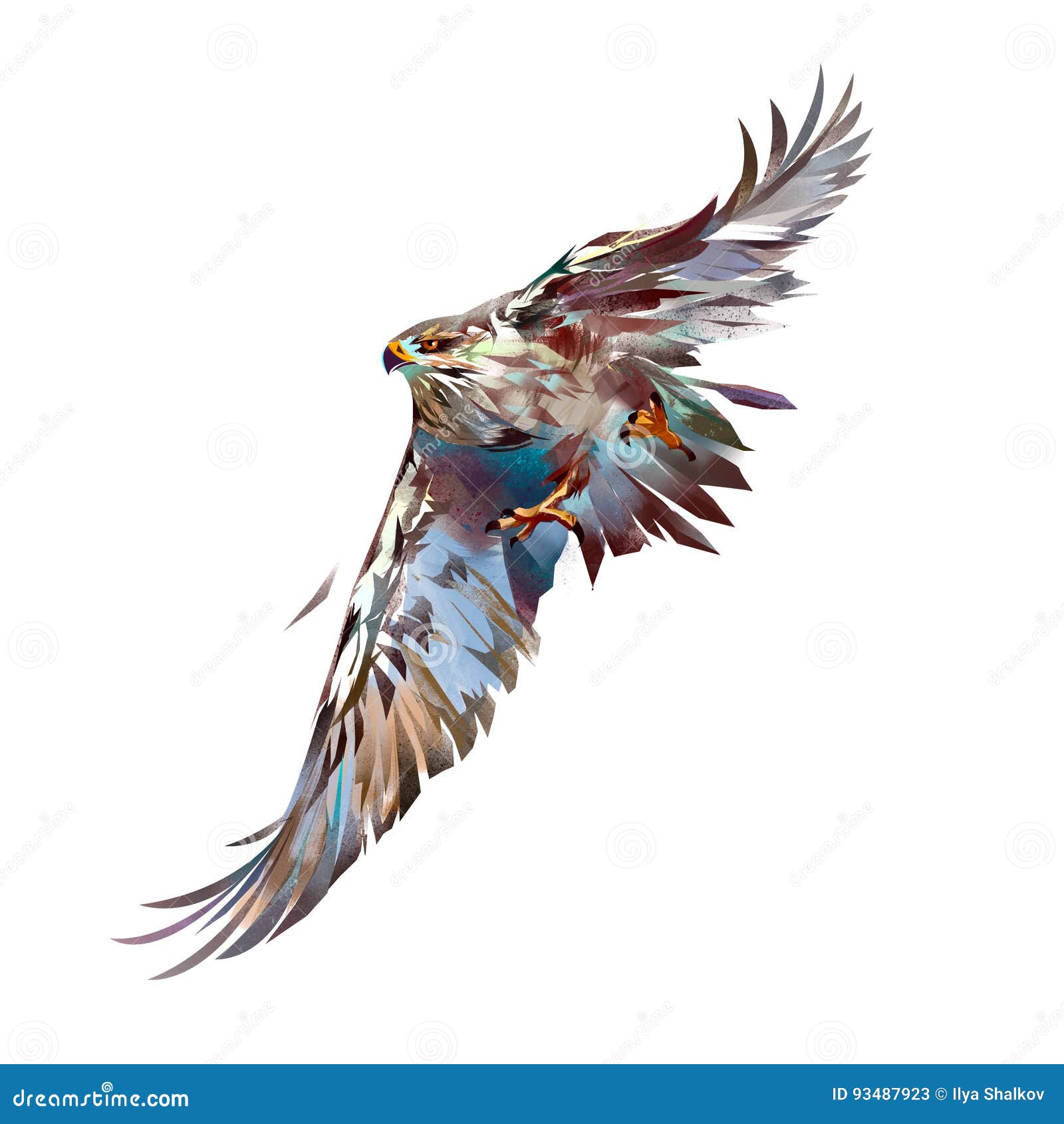 Faucon De Attaque Lumineux Peint D'oiseau Illustration Stock ...