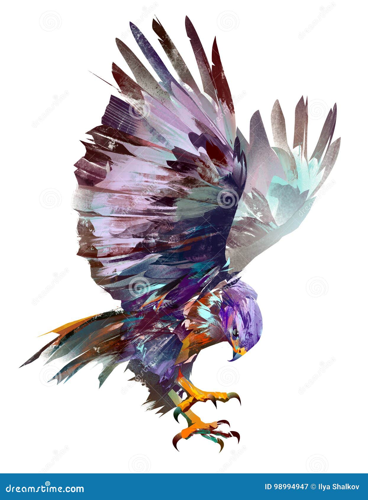 Faucon Peint D'isolement D'oiseau De Vol Illustration Stock ...