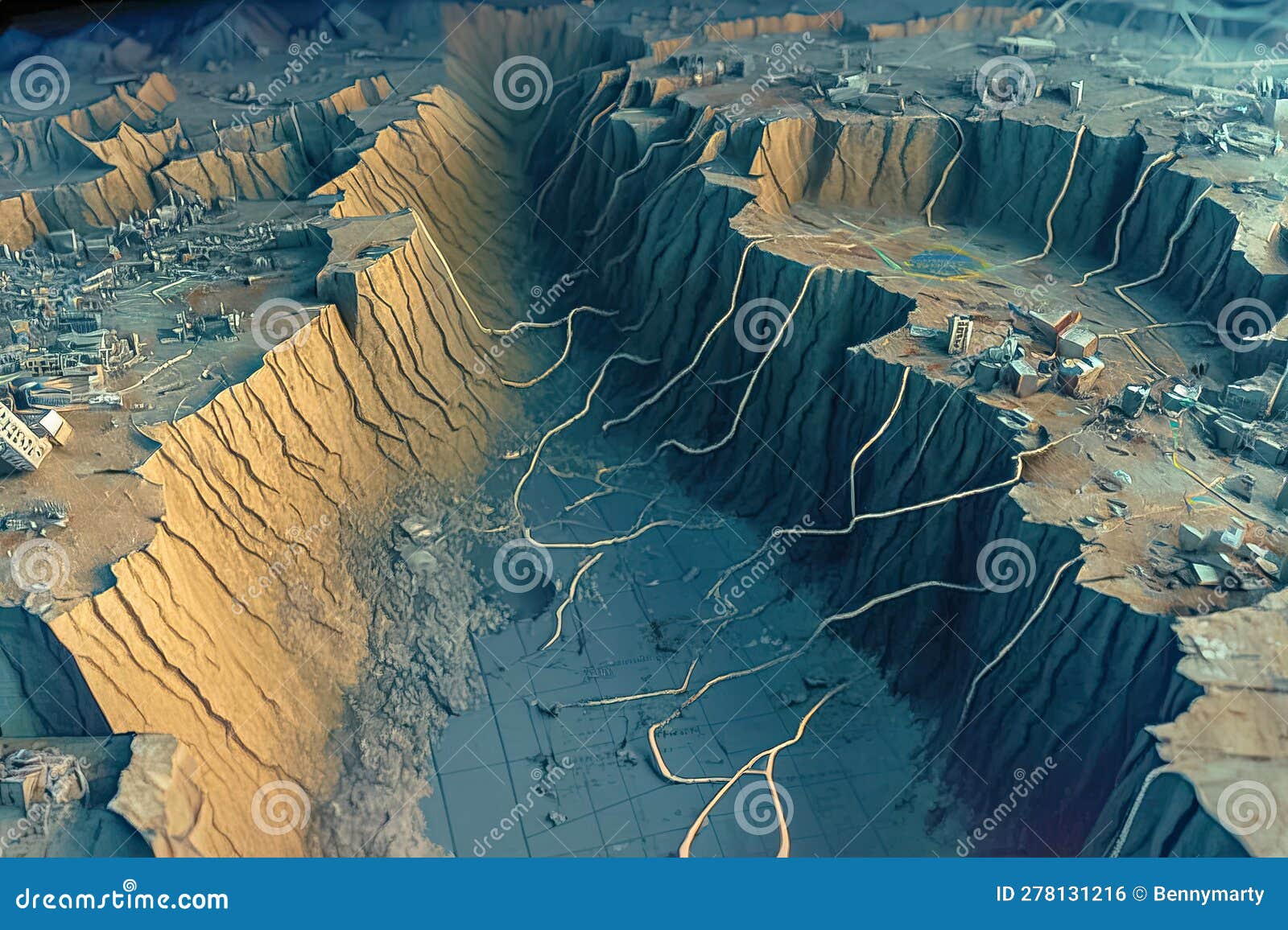 Tectonic Faults Breaking the Earth Stock Illustration - Illustration of ...