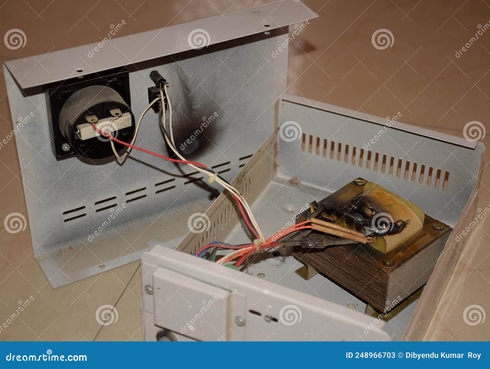 Faulty Electronic Voltage Stabilizer Stock Image - Image of stabilizer ...