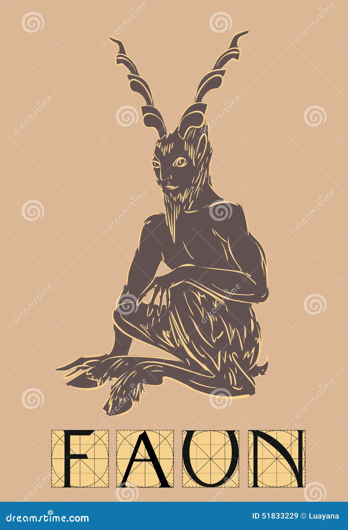 Faun with title stock vector. Illustration of mediaeval - 51833229