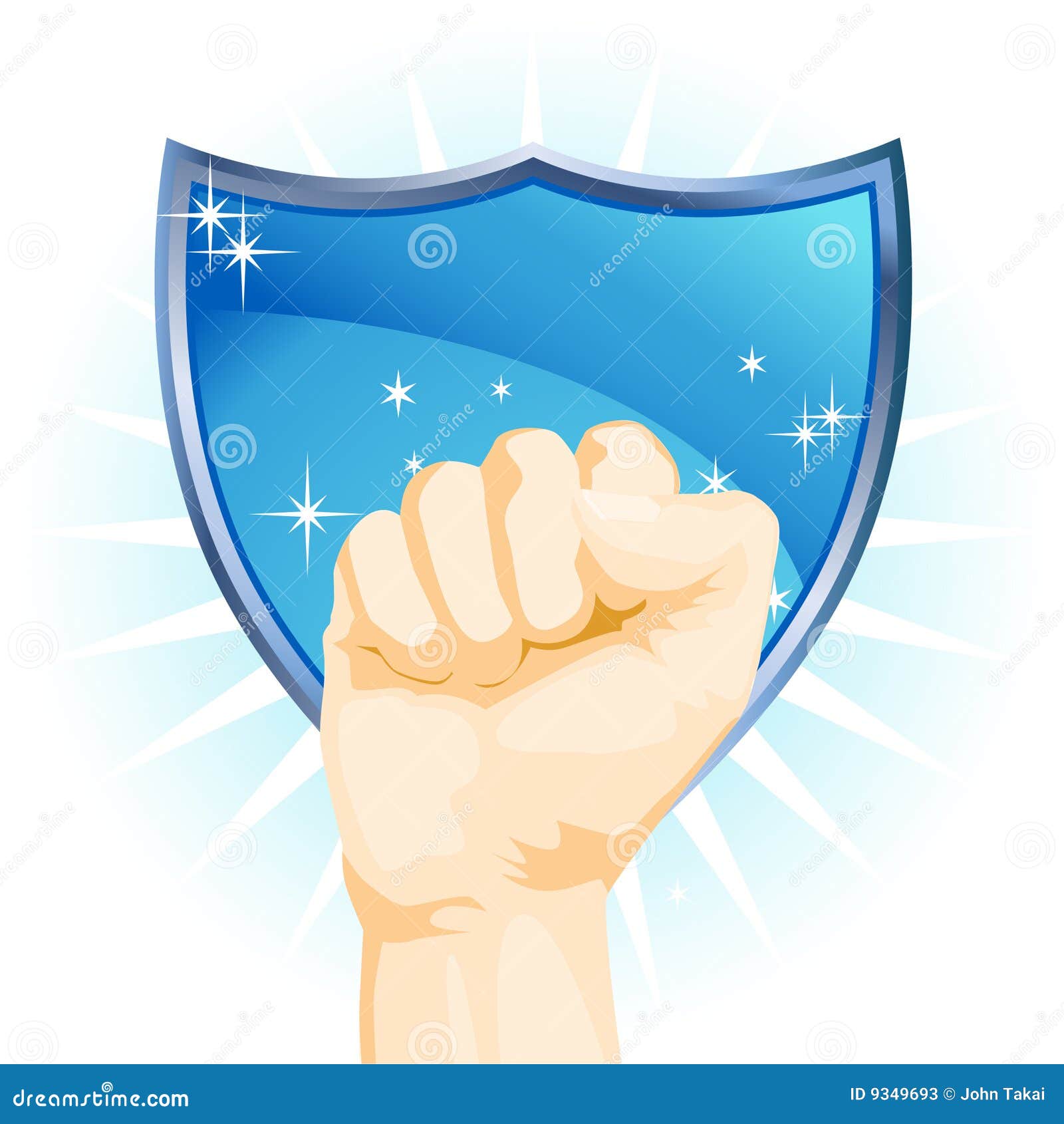 Faust mit Schild vektor abbildung. Illustration von freiheit - 9349693