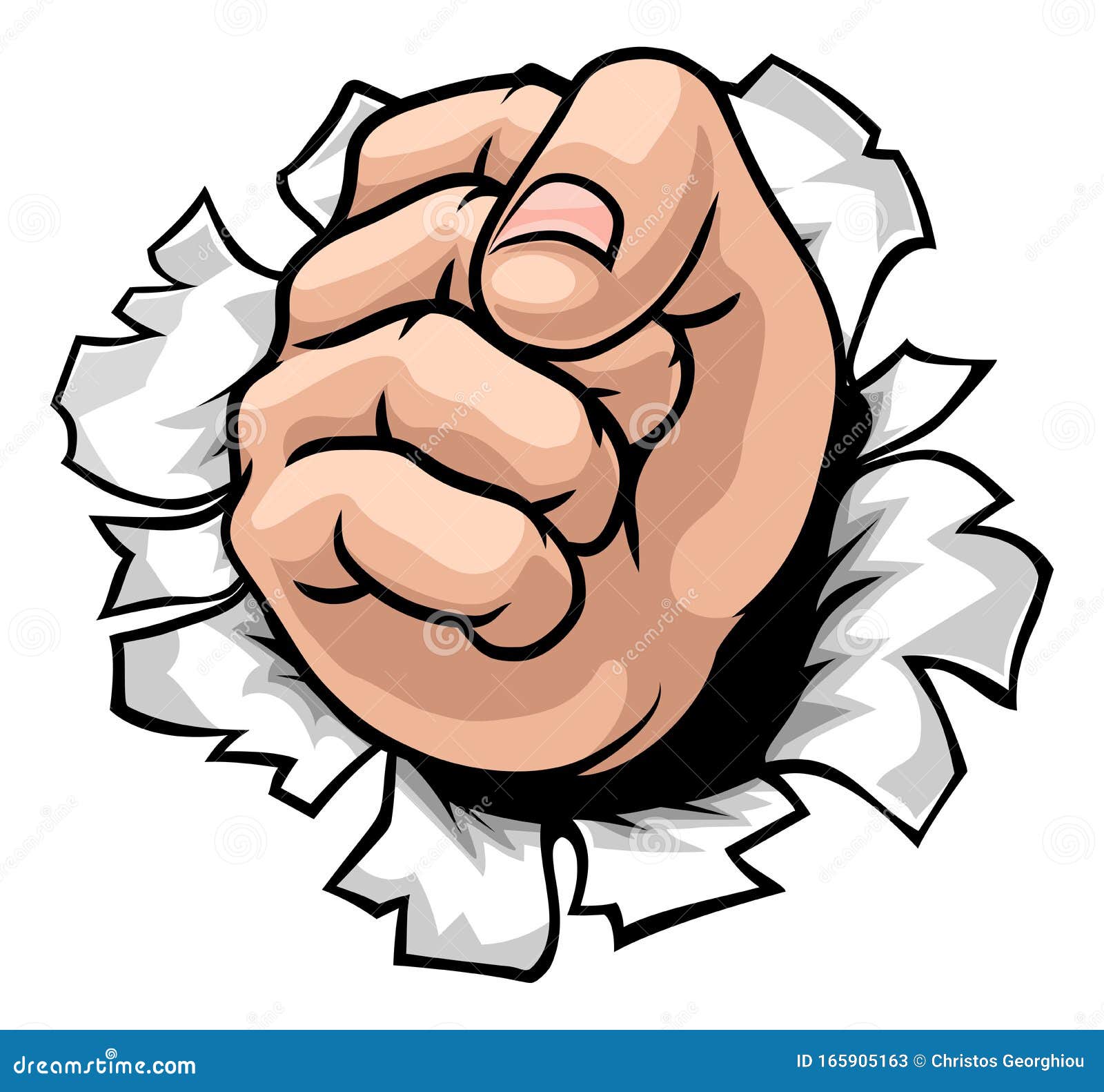 Fausthandschuh Durch Den Wall-Cartoon Vektor Abbildung - Illustration ...