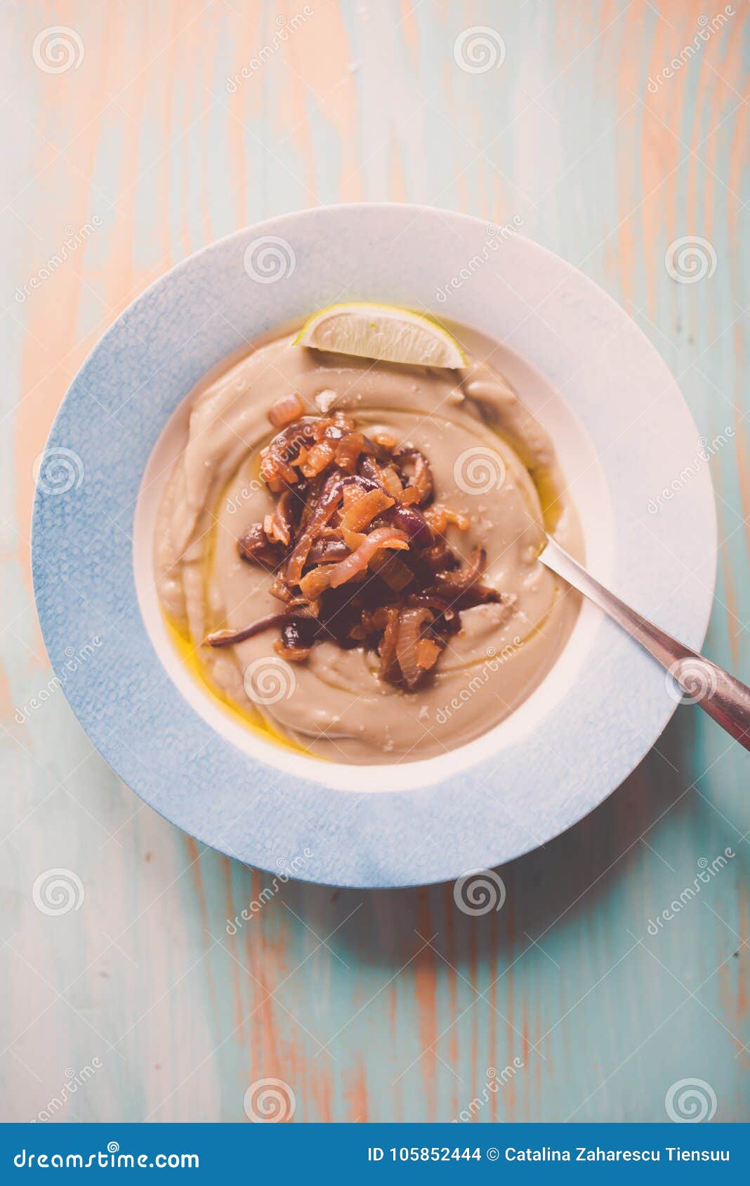 Fava Beans Paste and Caramelized Onion Stock Photo - Image of arabian ...