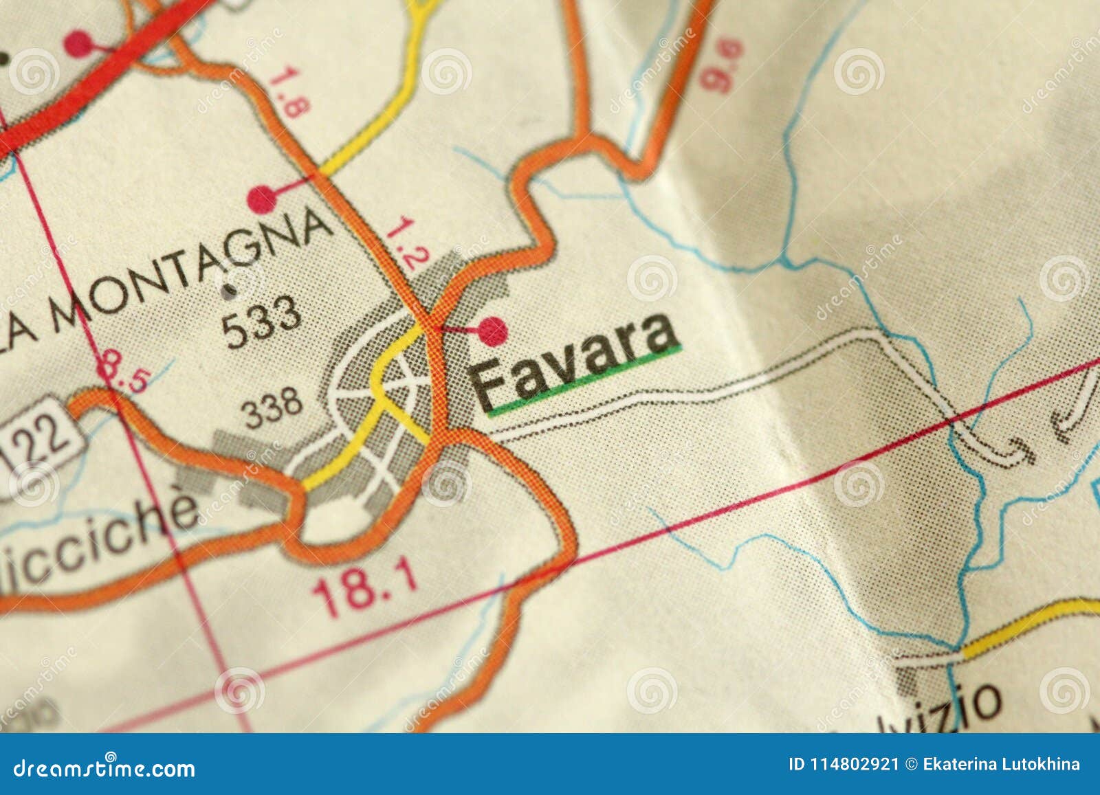 Favara. Map stock image. Image of land, earth, road - 114802921