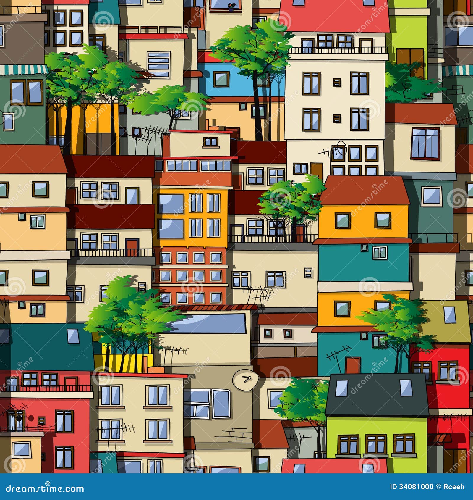 Favela seamless pattern stock vector. Illustration of doorway - 34081000