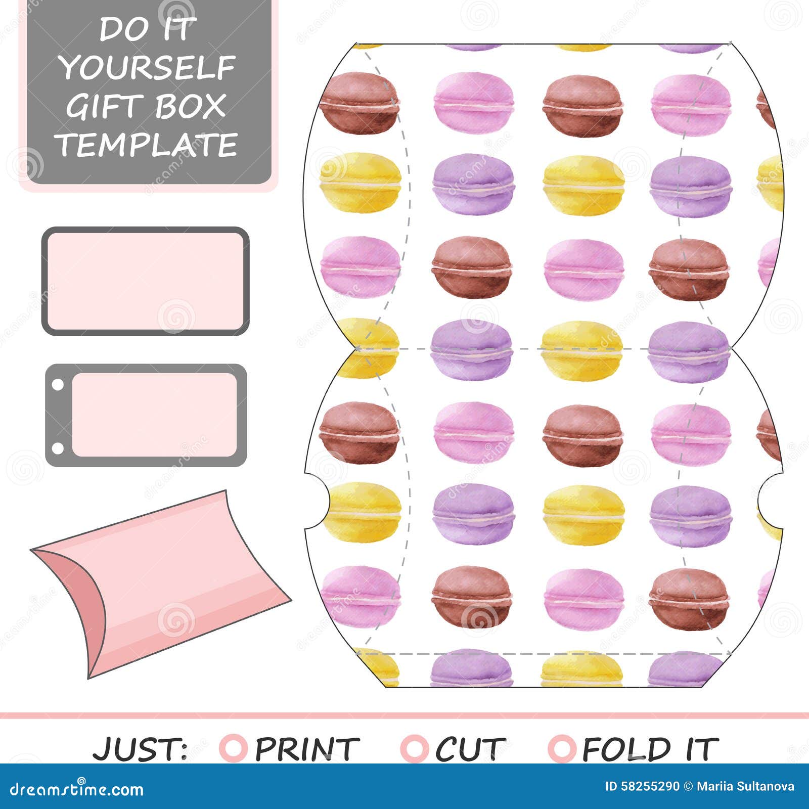 Favor, Gift Box Die Cut. Box Template Stock Illustration - Illustration ...