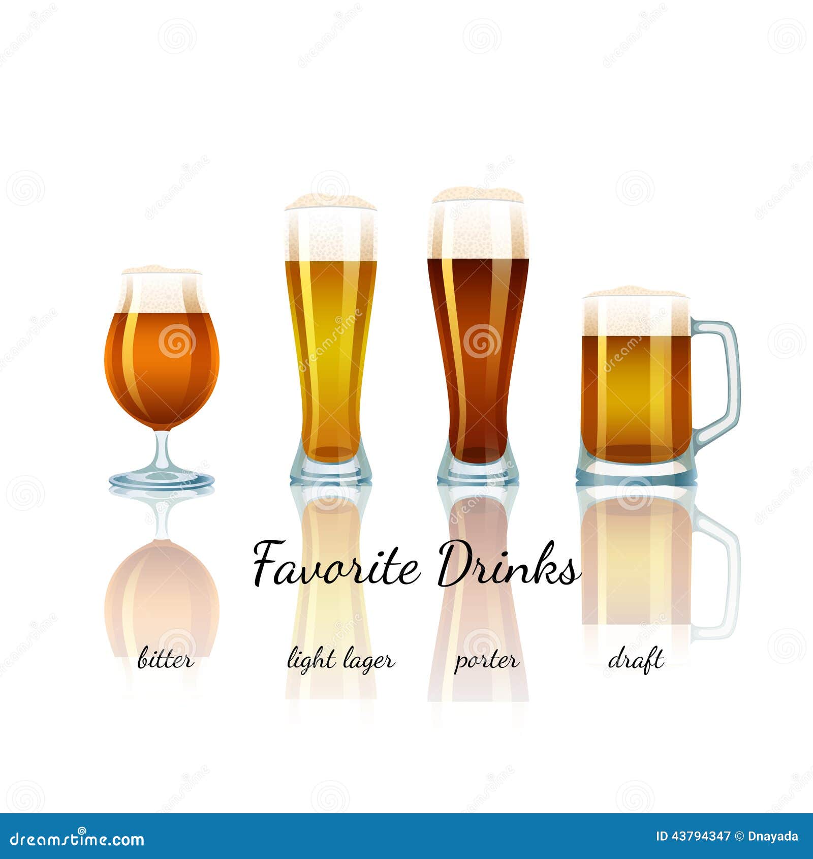 Favorite Beer Set, Isolated Stock Vector - Illustration of foam, glossy ...