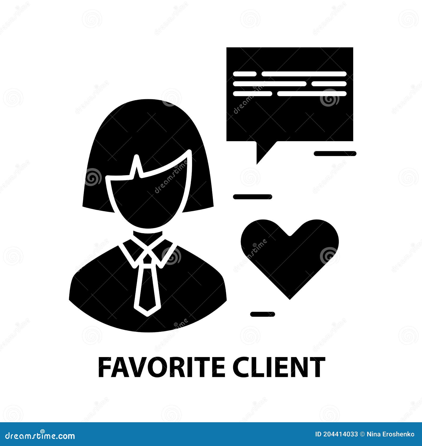 Favorite Client Icon, Black Vector Sign with Editable Strokes, Concept ...