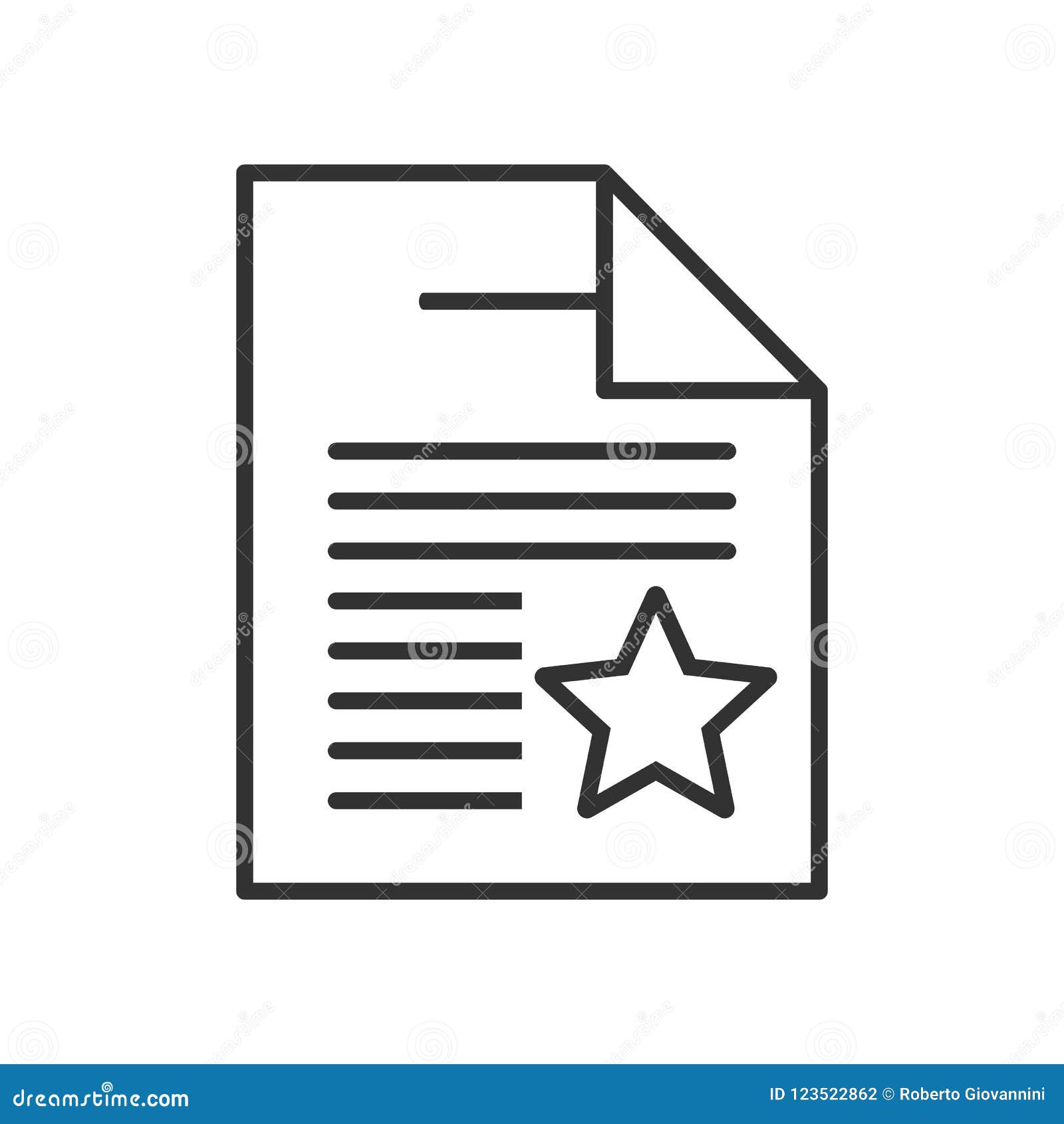 Favorite Document Outline Flat Icon on White Stock Vector ...