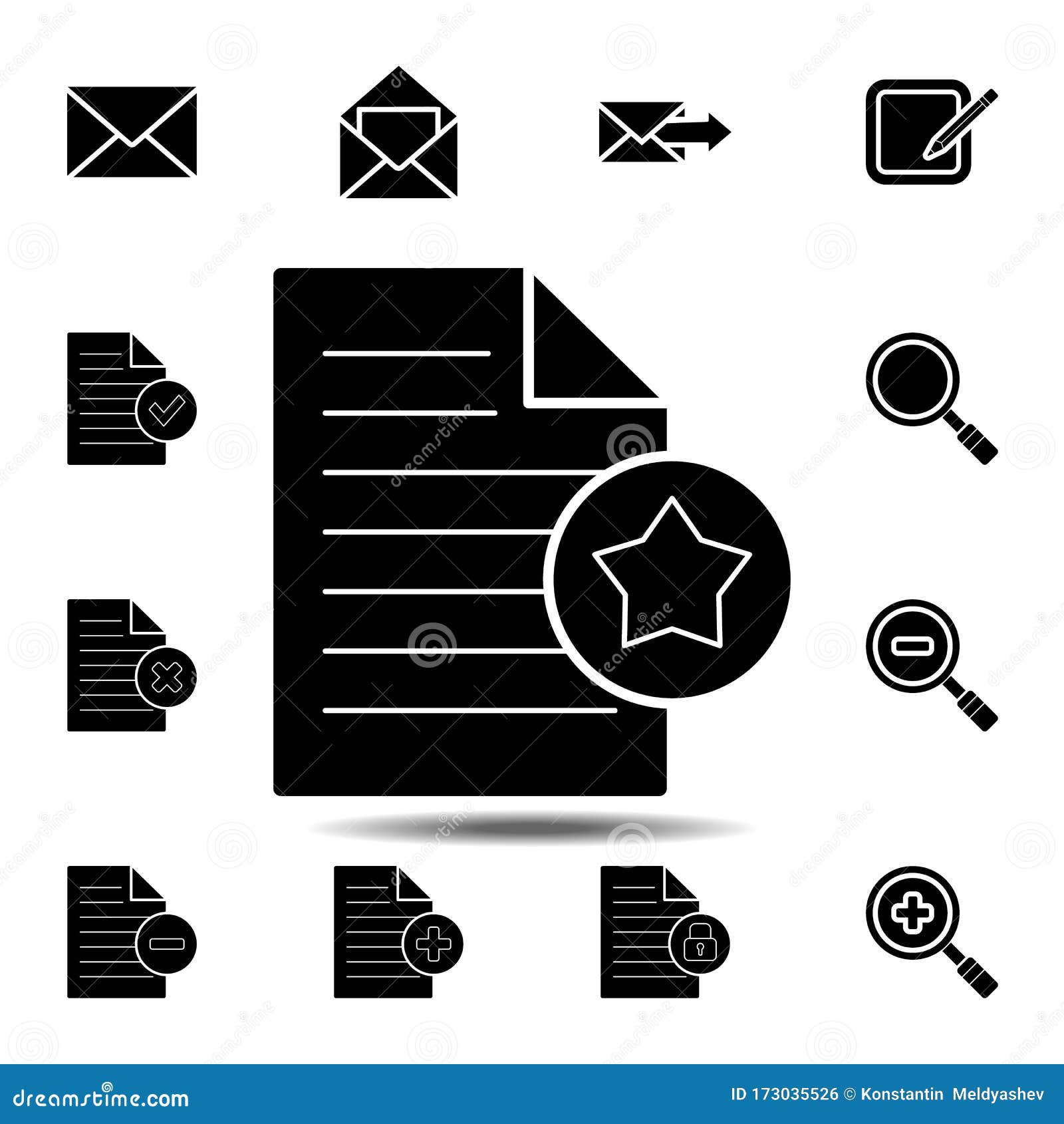 Favorite Document with Star Icon. Simple Glyph Vector Element of Web ...