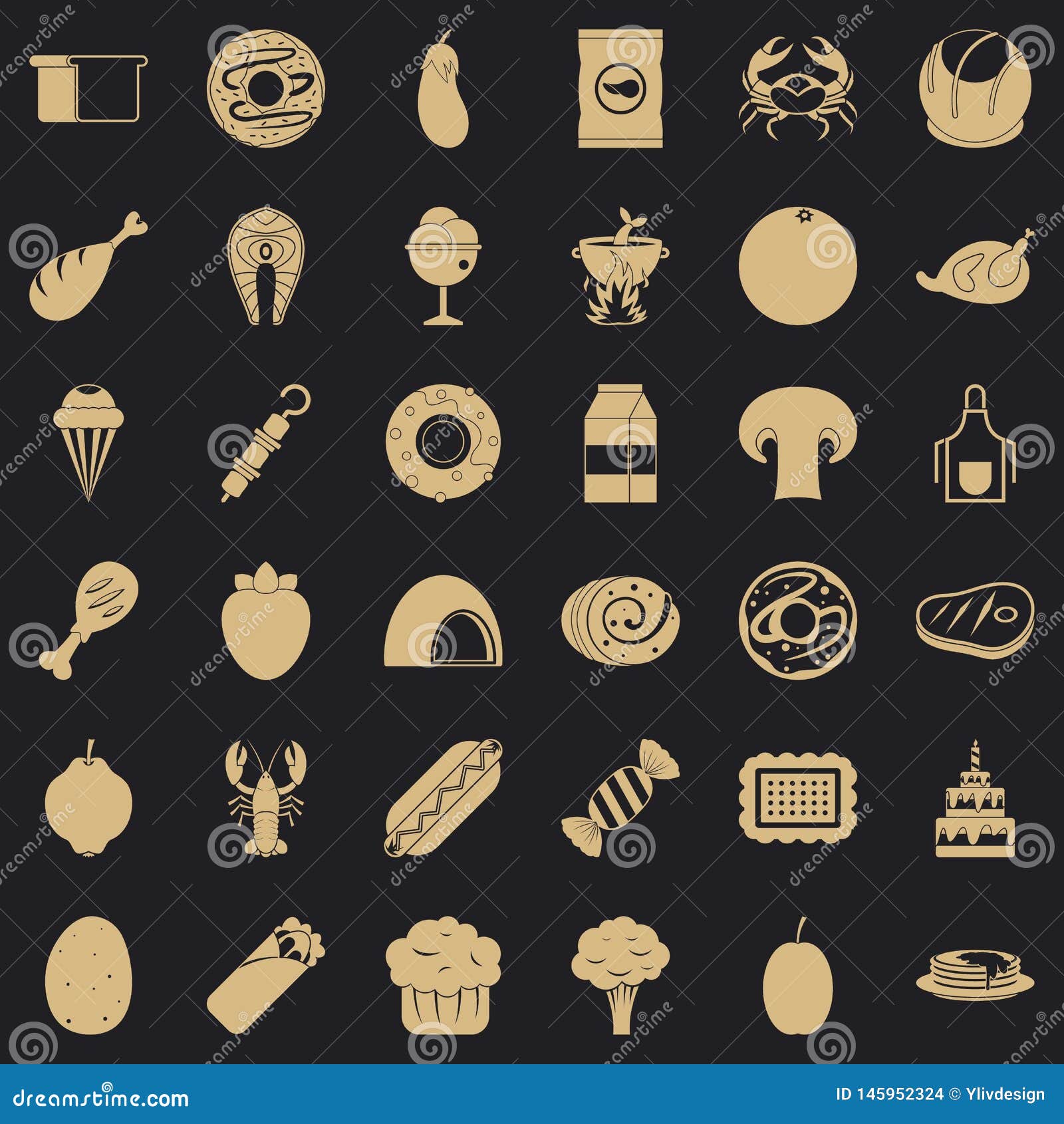 Favorite Food Icons Set, Simle Style Stock Vector - Illustration of ...