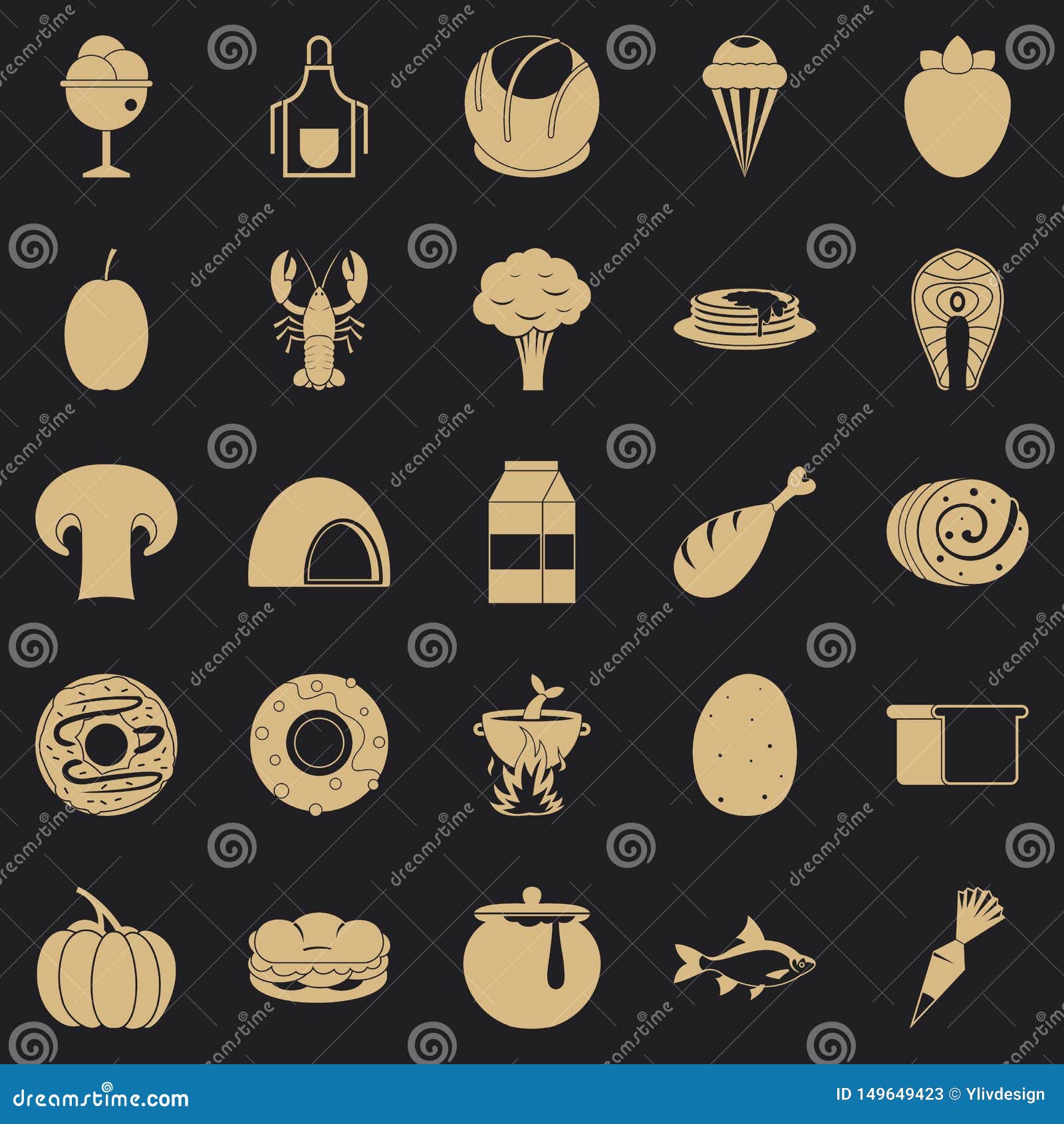 Favorite Food Icons Set, Simple Style Stock Vector - Illustration of ...