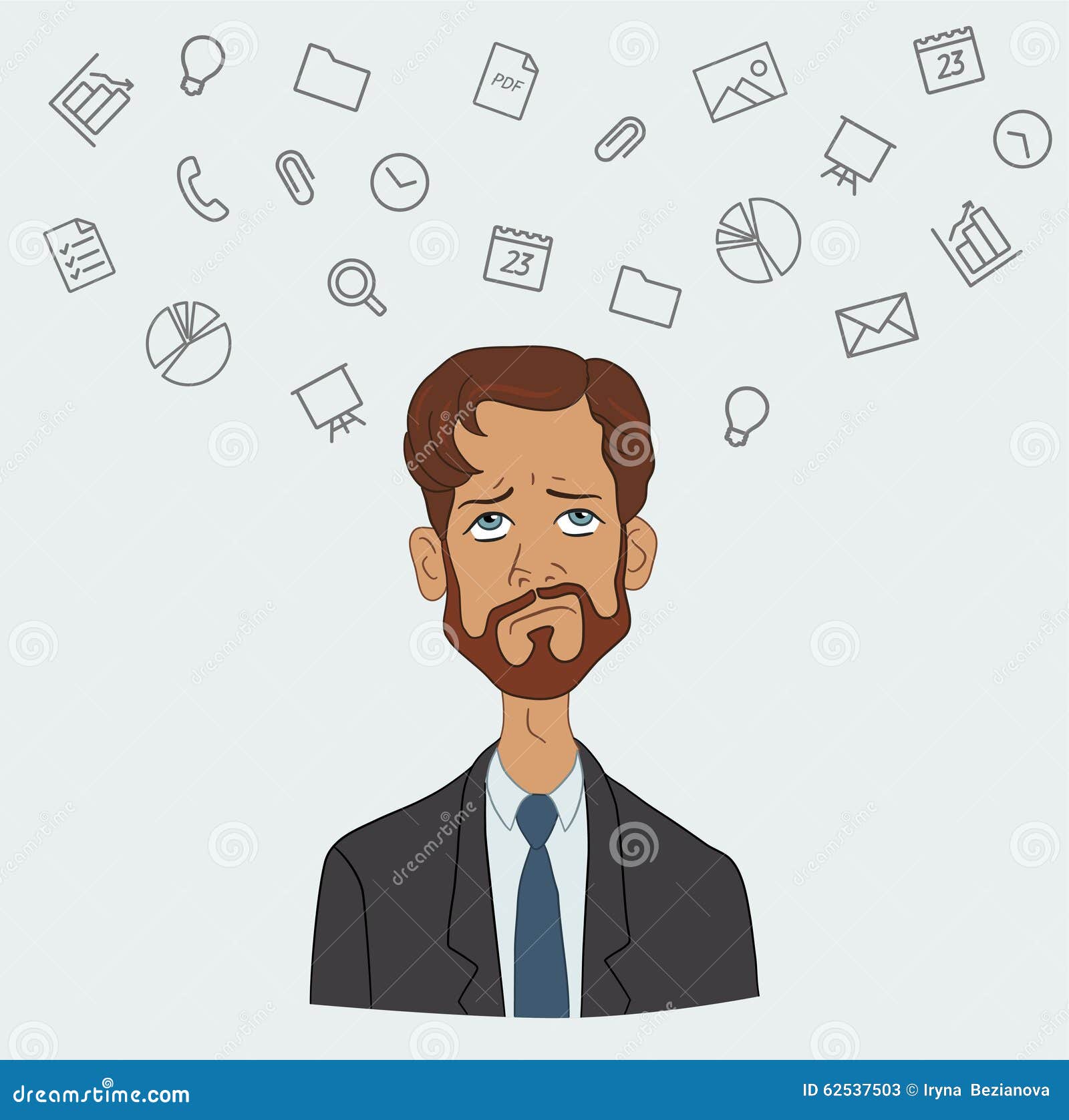 Boring Work Concept Of Landing Page With Bored Office Worker Reading ...