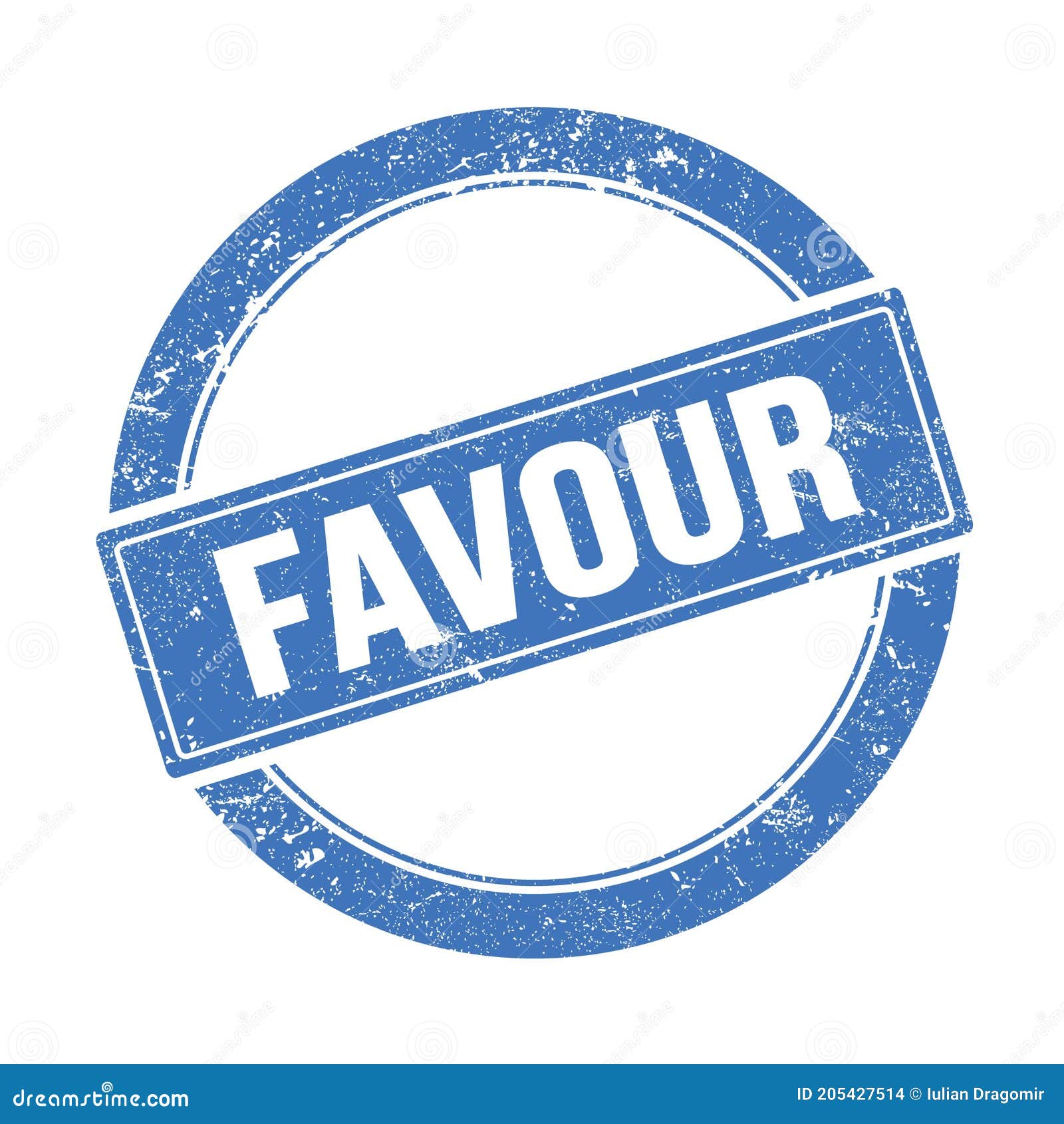 FAVOUR Text on Blue Grungy Round Stamp Stock Illustration ...