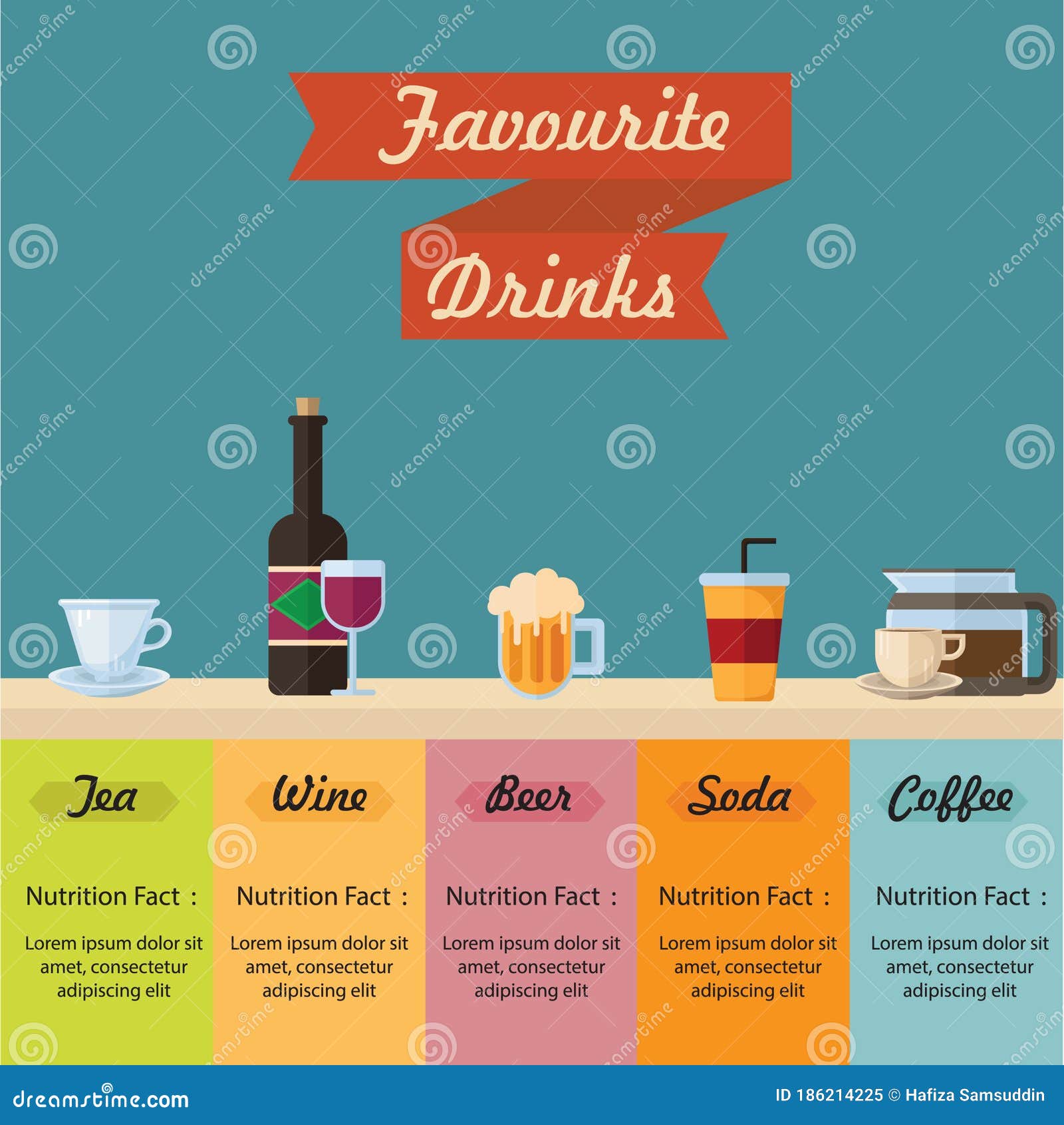 Favourite Drinks Infographic. Vector Illustration Decorative Design ...