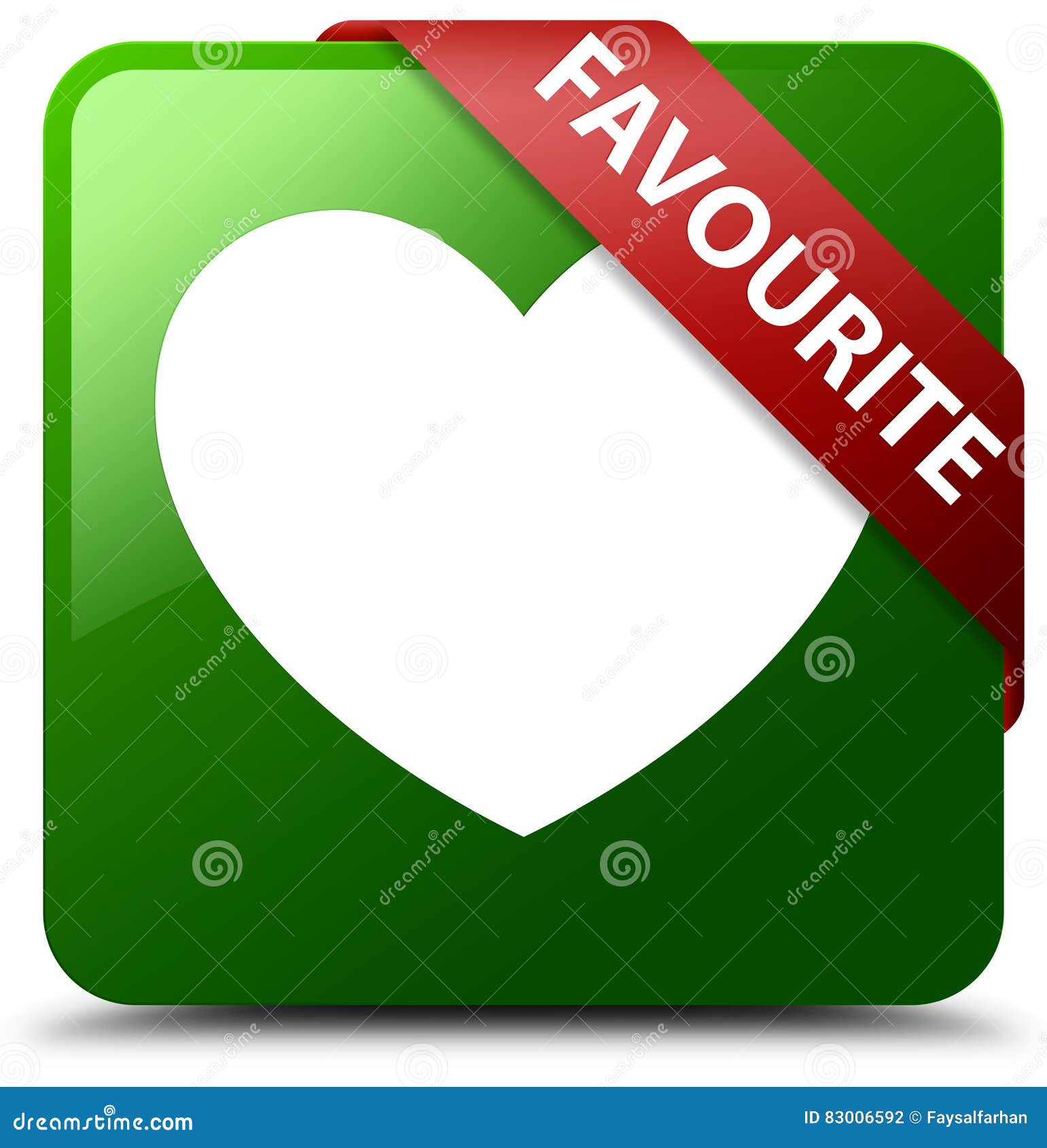 Favourite Heart Icon Green Square Button Stock Illustration ...