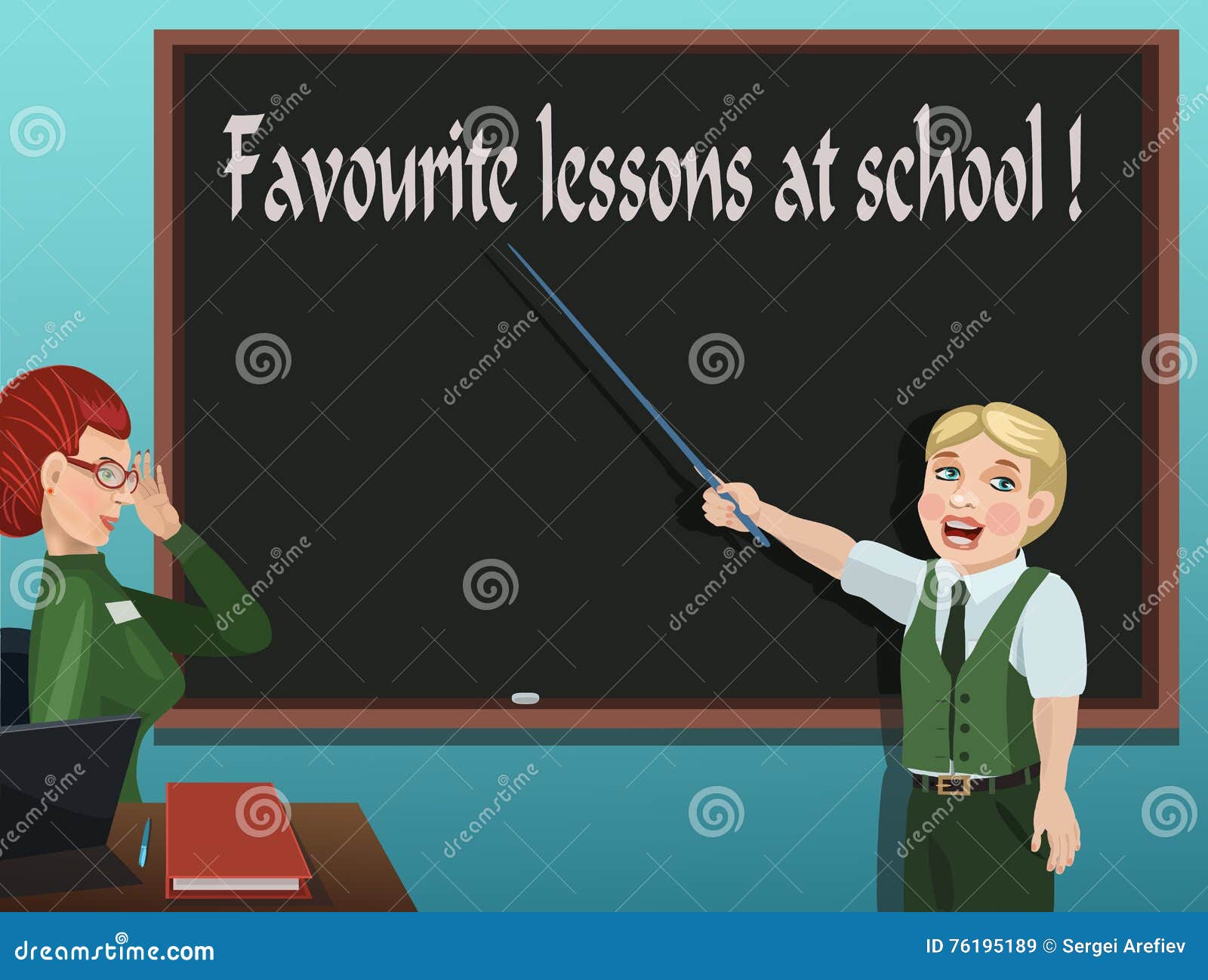 Favourite Lessons at School! Stock Vector - Illustration of teacher ...