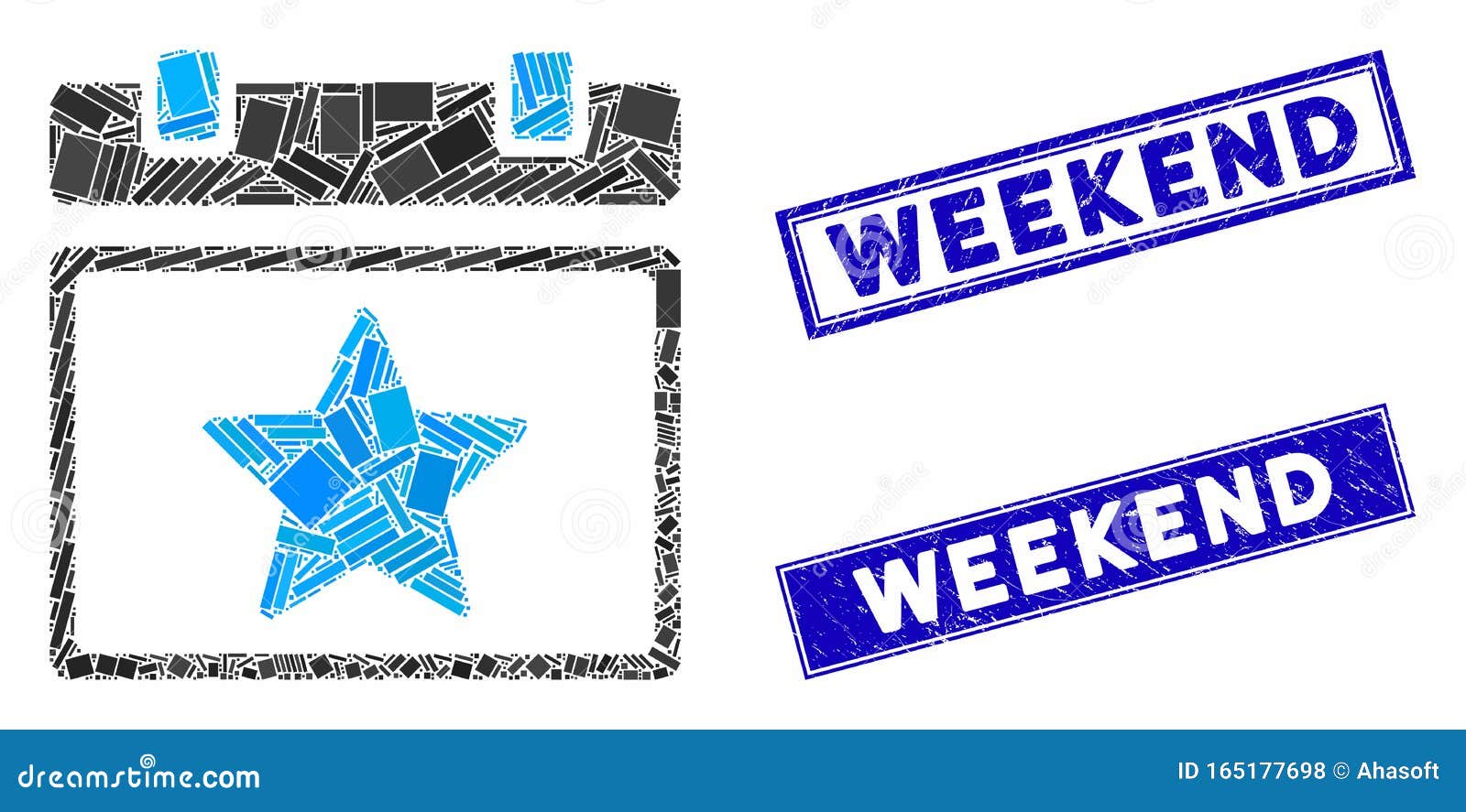 Favourites Calendar Page Mosaic and Scratched Rectangle Weekend Seals ...