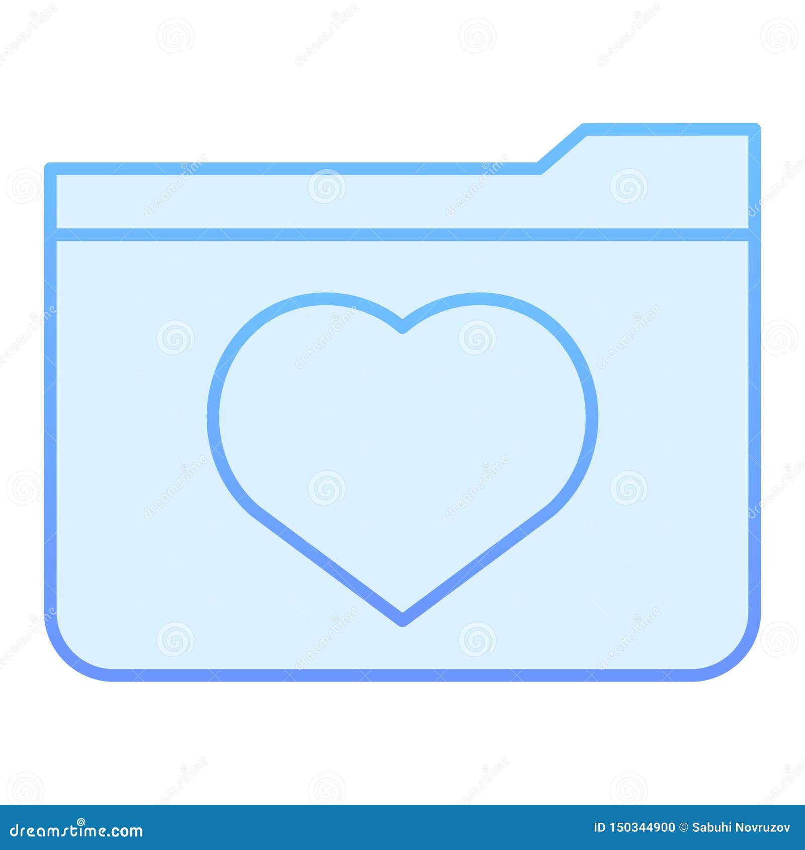 Favourites Folder Flat Icon. File Folder with Heart Blue Icons in ...