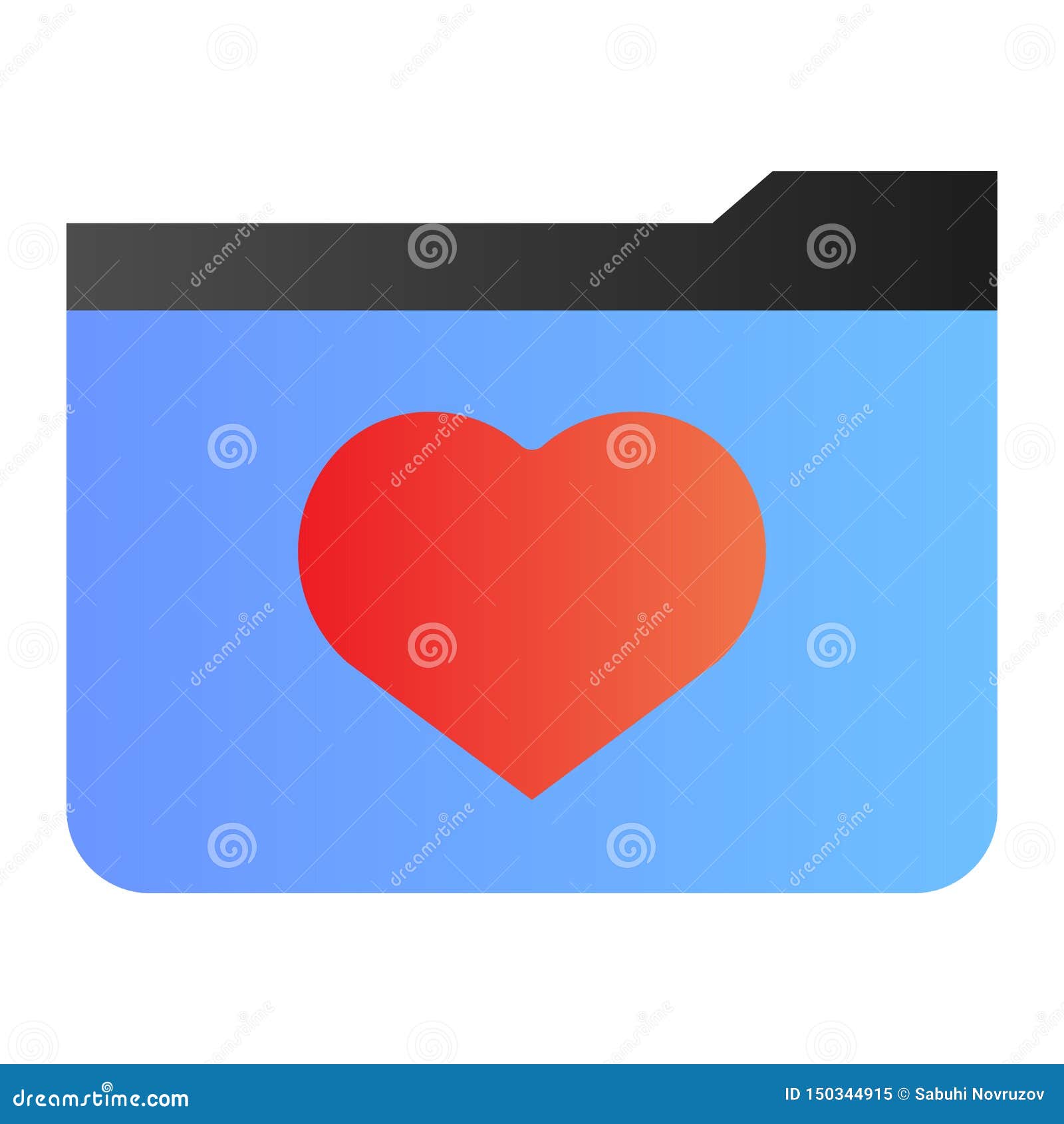 Favourites Folder Flat Icon. File Folder with Heart Color Icons in ...