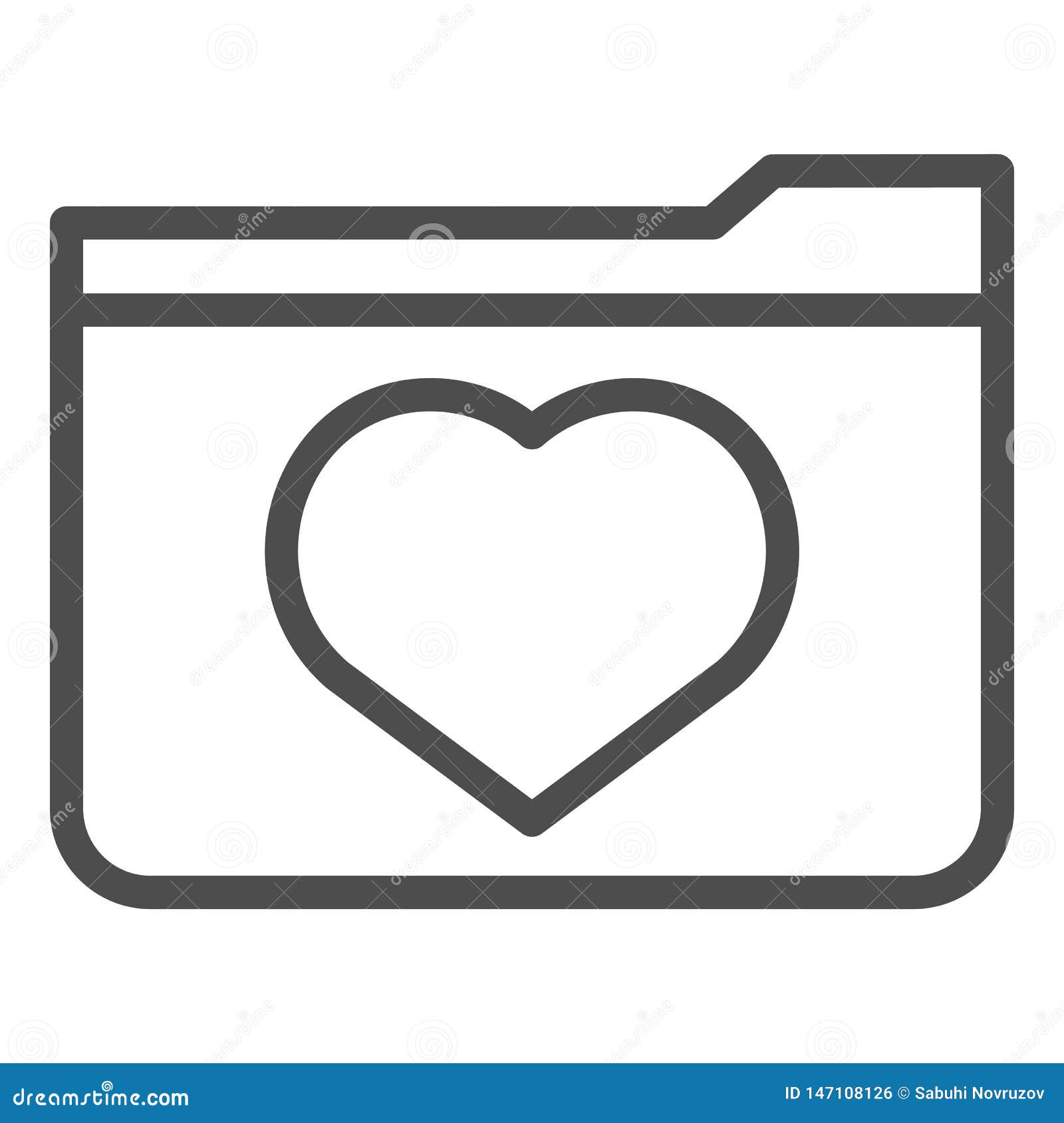 Favourites Line Icon. File Folder With Heart Vector Illustration ...