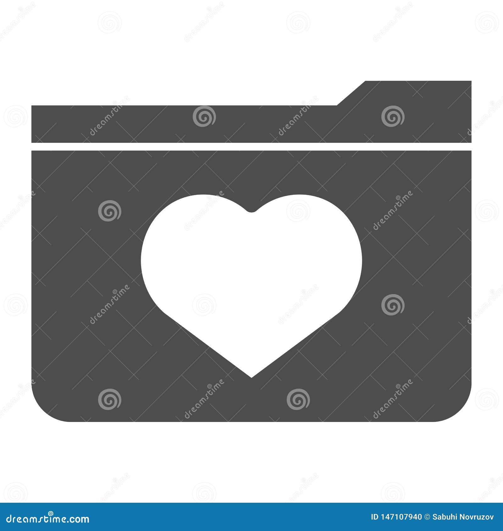 Favourites Solid Icon. File Folder with Heart Vector Illustration ...